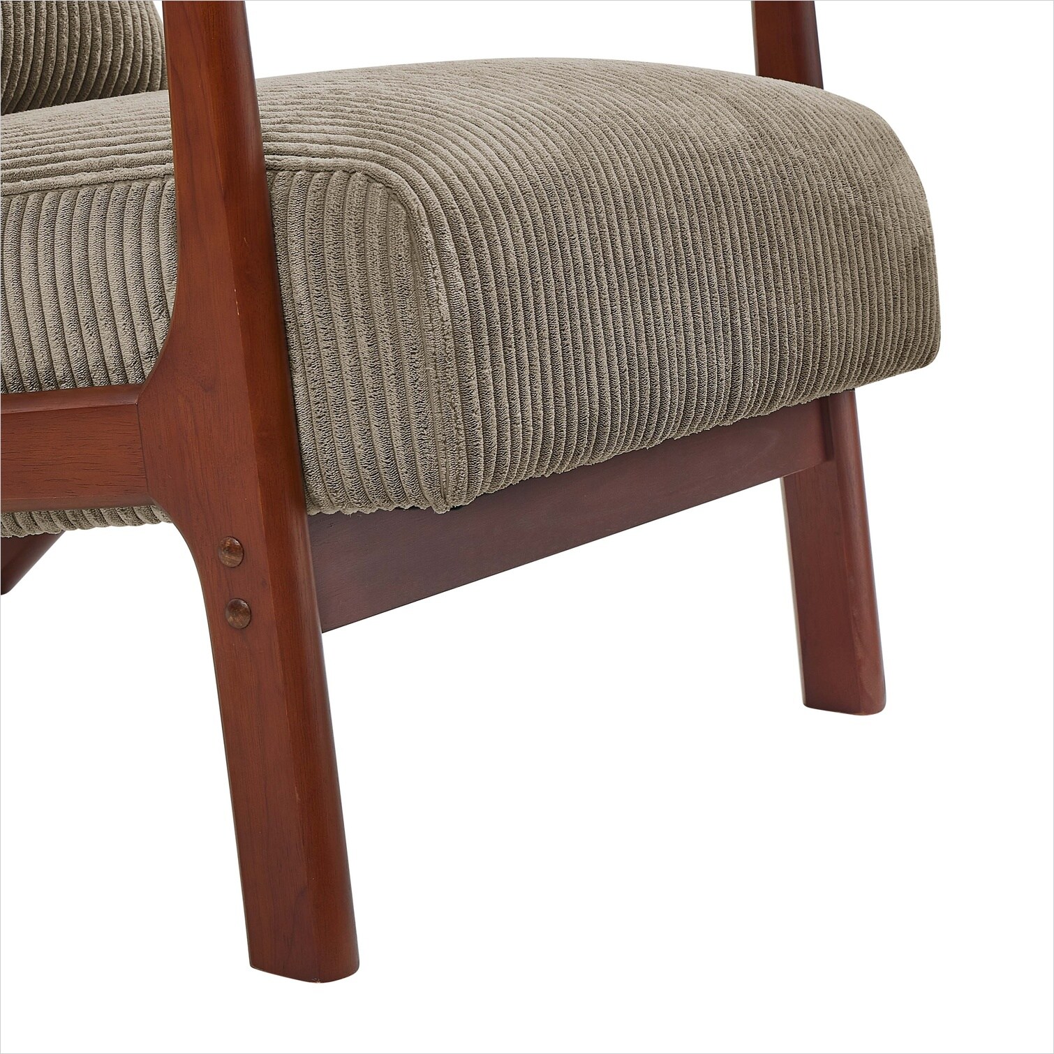 Naturefalls Wooden Lounge Chair with Corduroy Upholstery and Lumbar ...