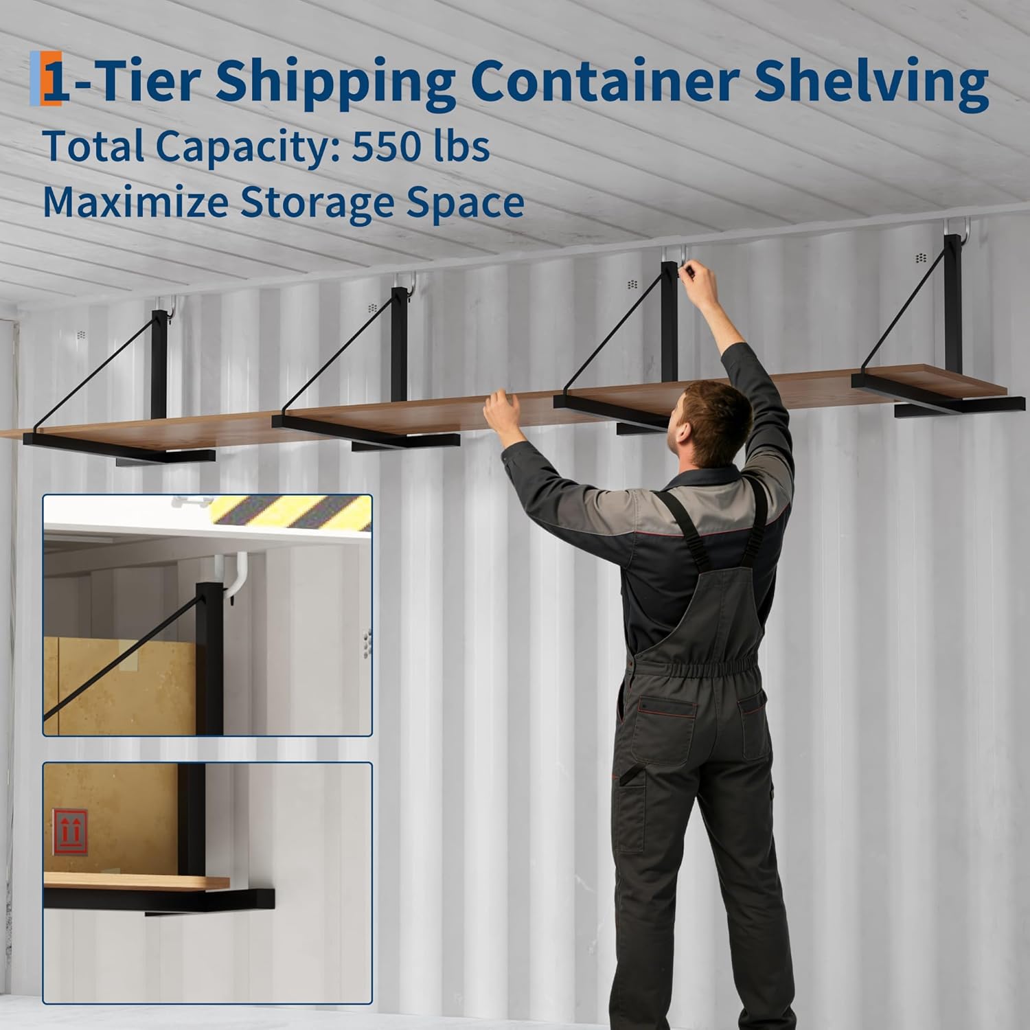 GAOMON 8 Pack Shipping Container Shelf Brackets 550 lb Capacity Heavy ...