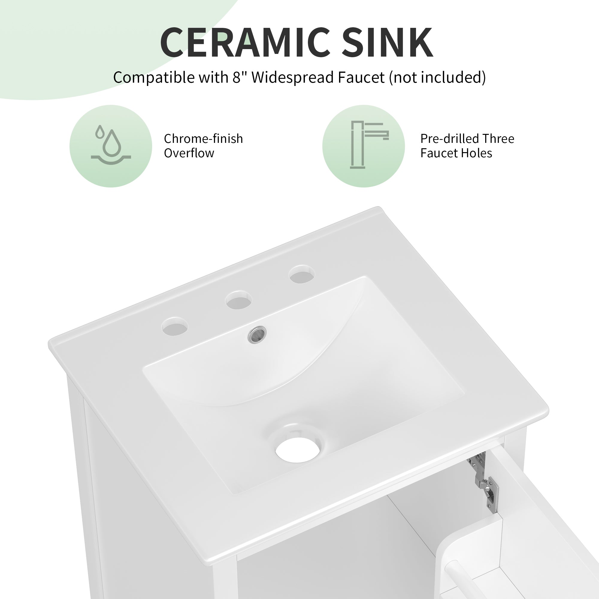 Boyel Living 20 Inch Bathroom Vanity with Sink Cabinet with One Door ...