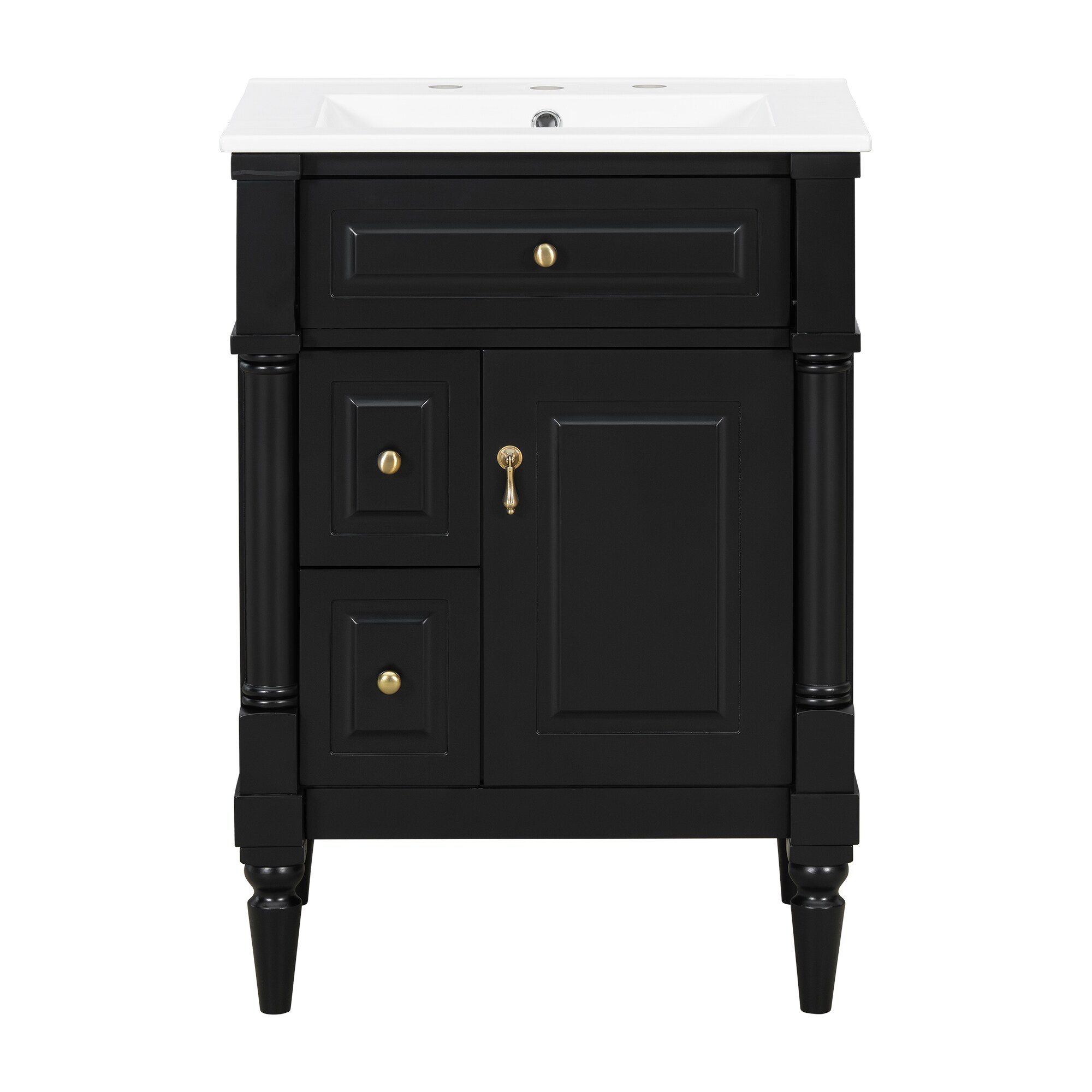 Huluwat 24 Inch Bathroom Vanity with Sink Black Freestanding Bathroom ...