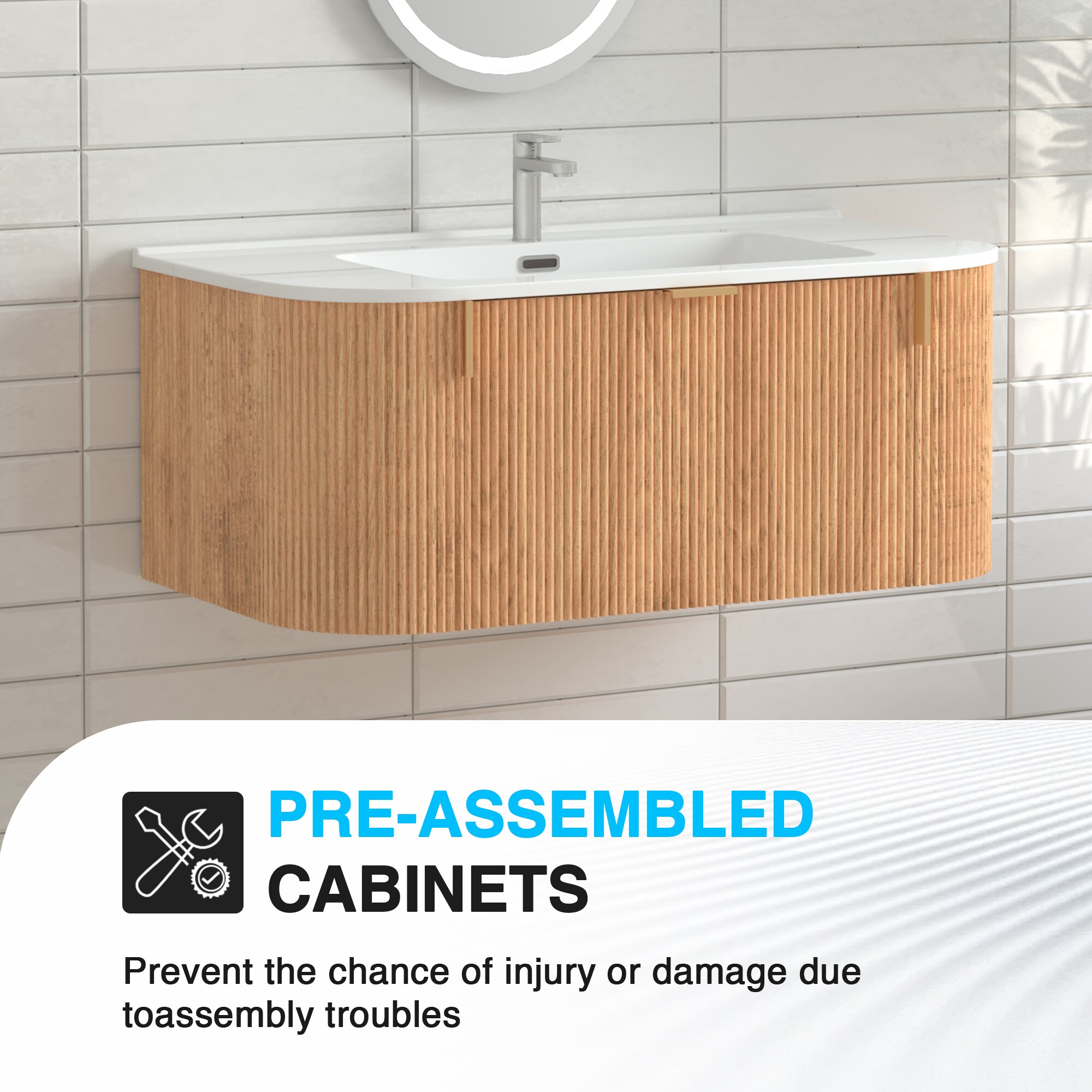 Tatayosi 36 Inches Bathroom Vanity Solid Wood Wall-Mounted Floating ...