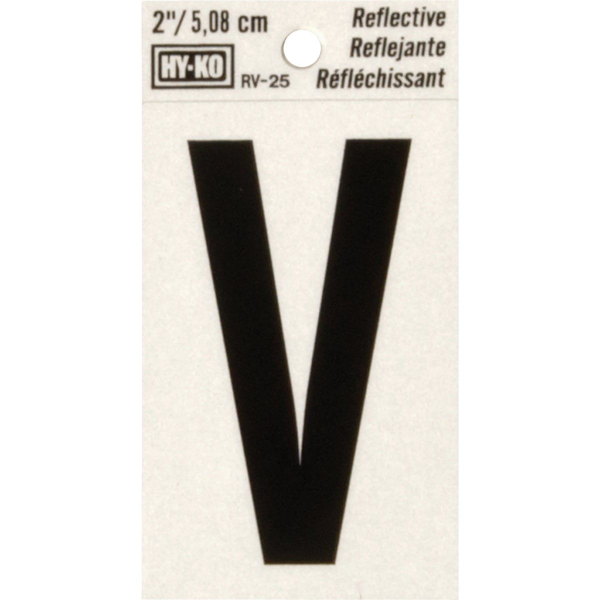 Hy-Ko Products Hy-Ko 2 in Reflective Black Vinyl Letter V Self-Adhesive ...