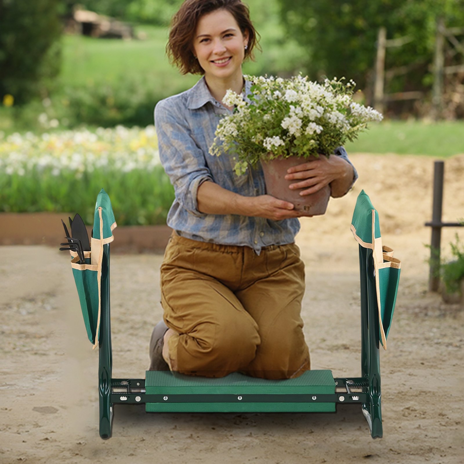 SUGIFT Garden Kneeler and Seat with EVA Cushion Side Handles and Dual ...