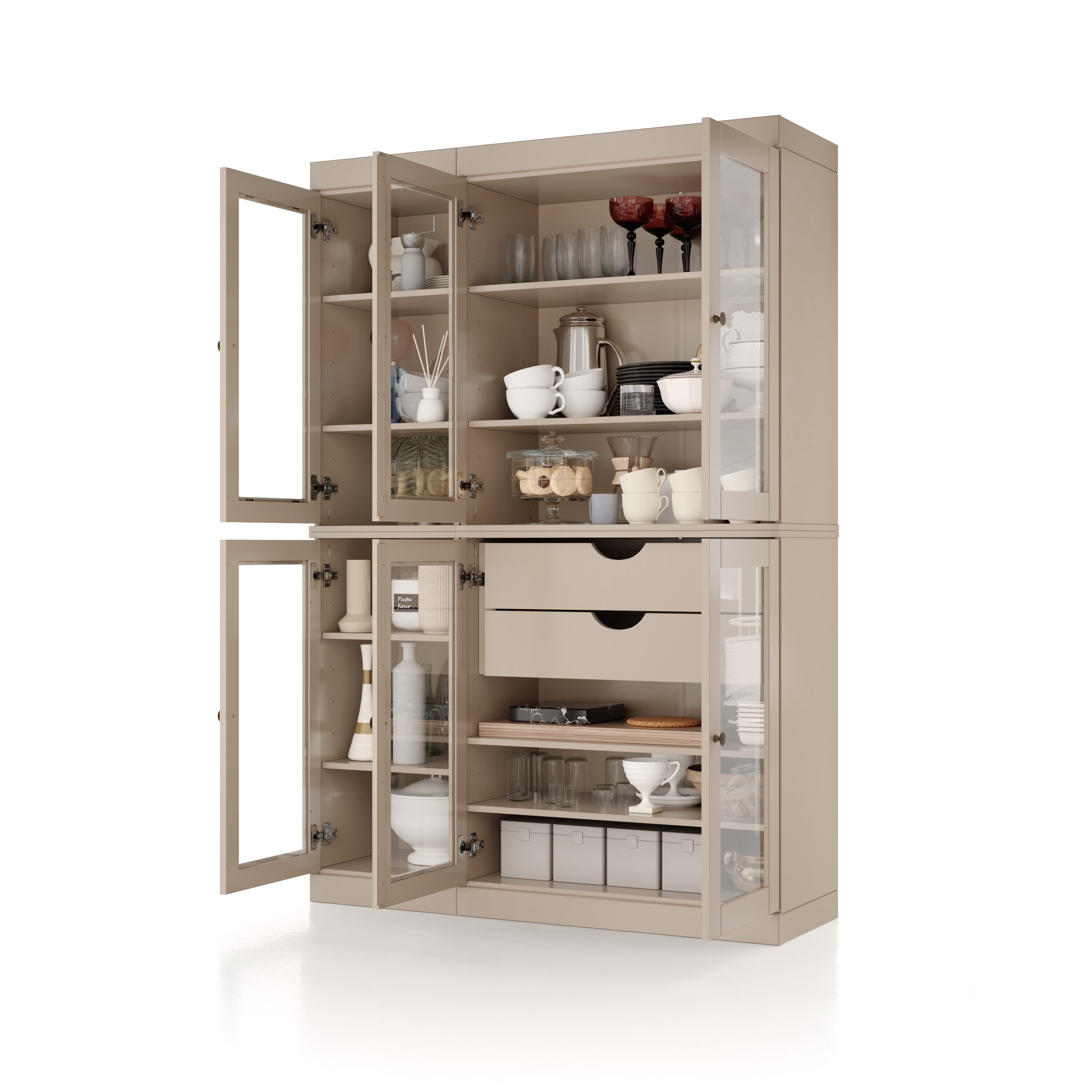 Palace Imports 48.5-in W Solid Wood Tall Clear Glass Modular Kitchen ...