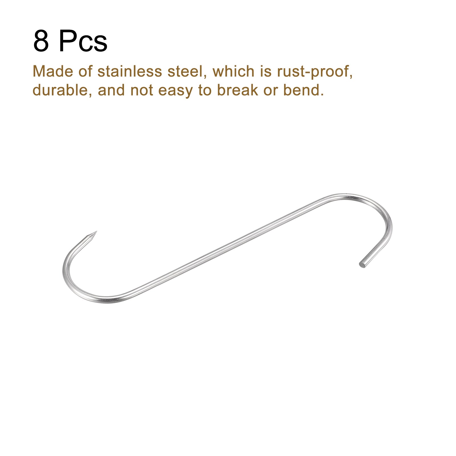 Unique Bargains 9.84 Inch Meat Hooks 0.24 Inch Thick Stainless Steel ...