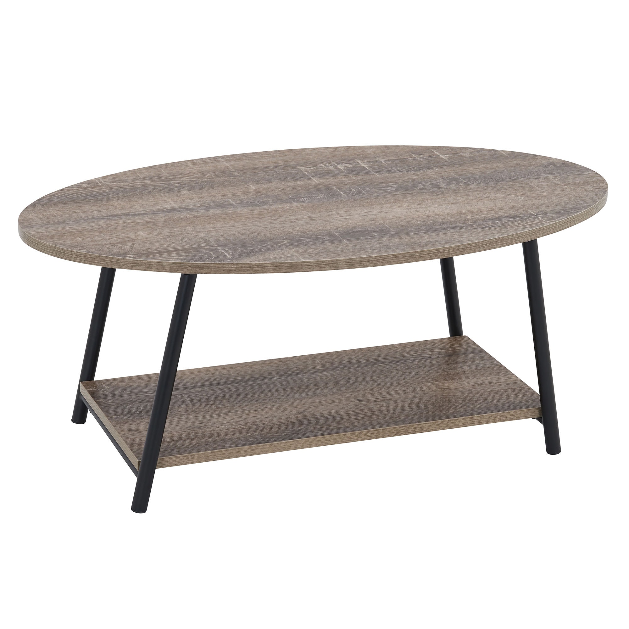 Household Essentials Jamestown Oval Coffee Table with Storage Shelf ...