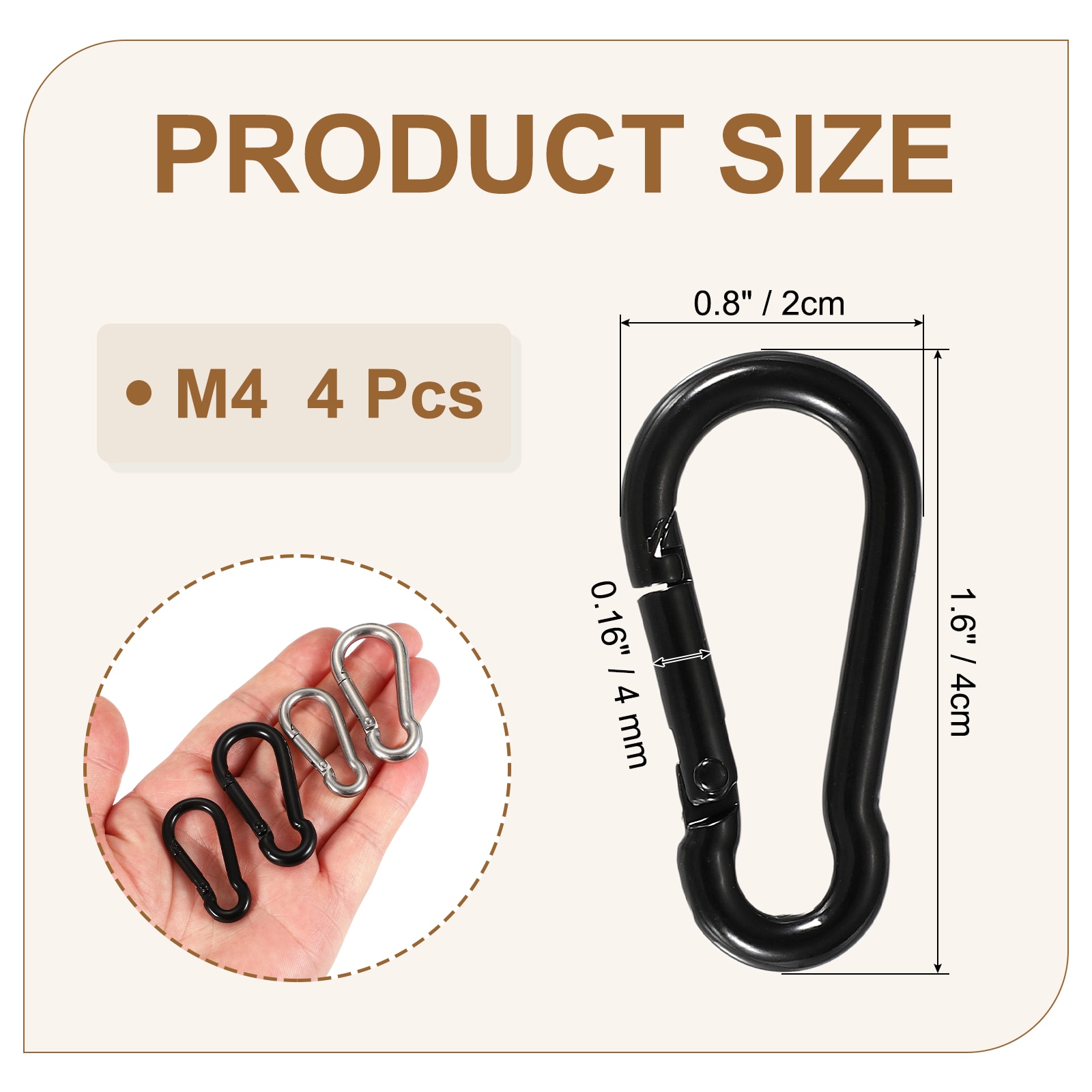 PATIKIL 4pcs Flag Pole Ring Replacement Clips M4 Stainless Steel Spring ...