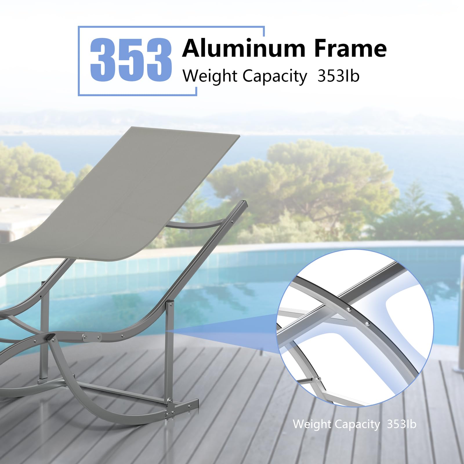 GarveeLife Patio Lounge Chairs Set of 2 S Shaped Ergonomic Design Quick ...