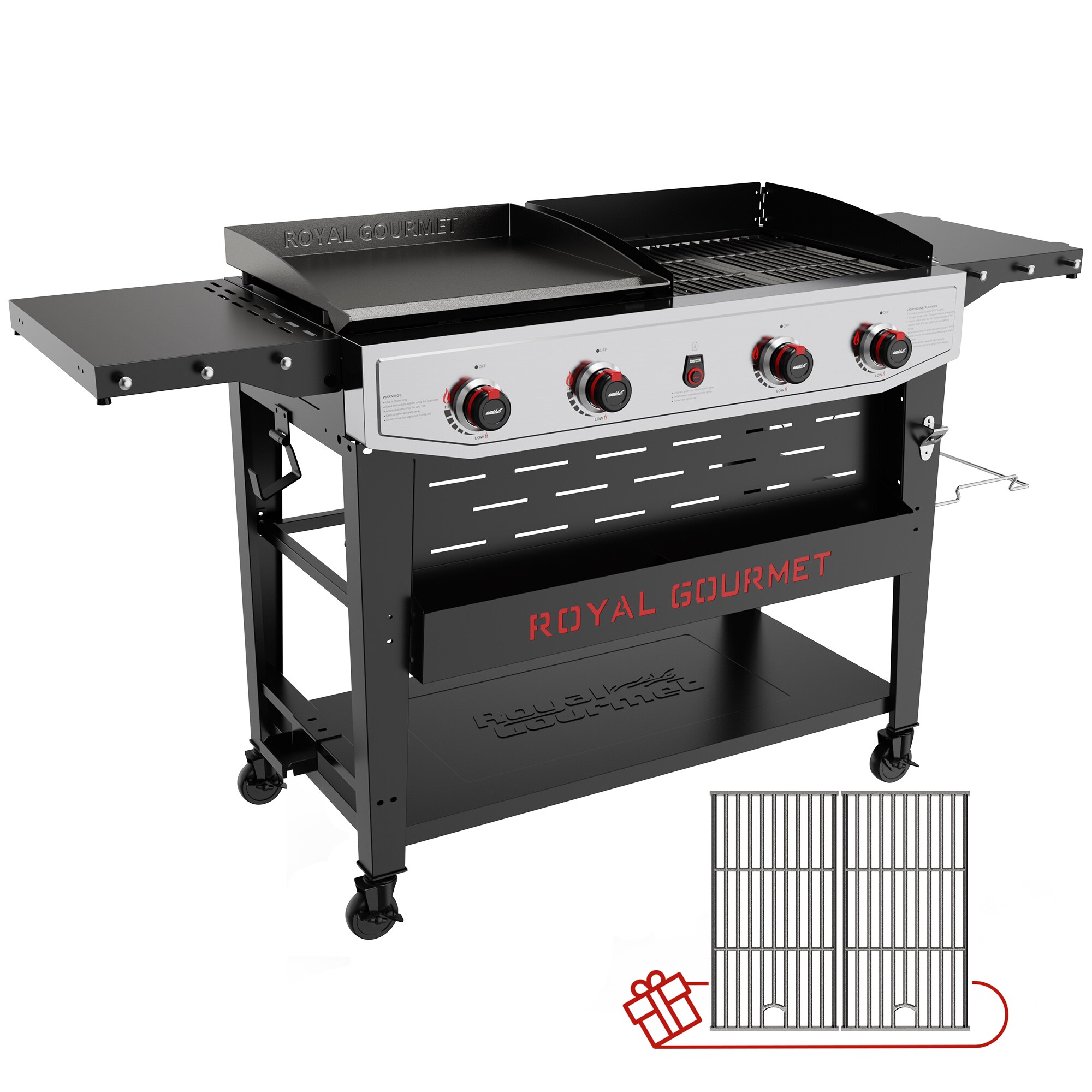 Royal Gourmet Grill and Griddle Combo 4-Burner Liquid Propane Flat Top ...
