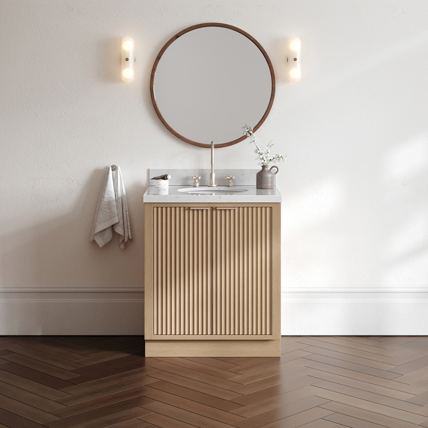 ARIEL Milan 30-in Oak Undermount Single Sink Bathroom Vanity with ...
