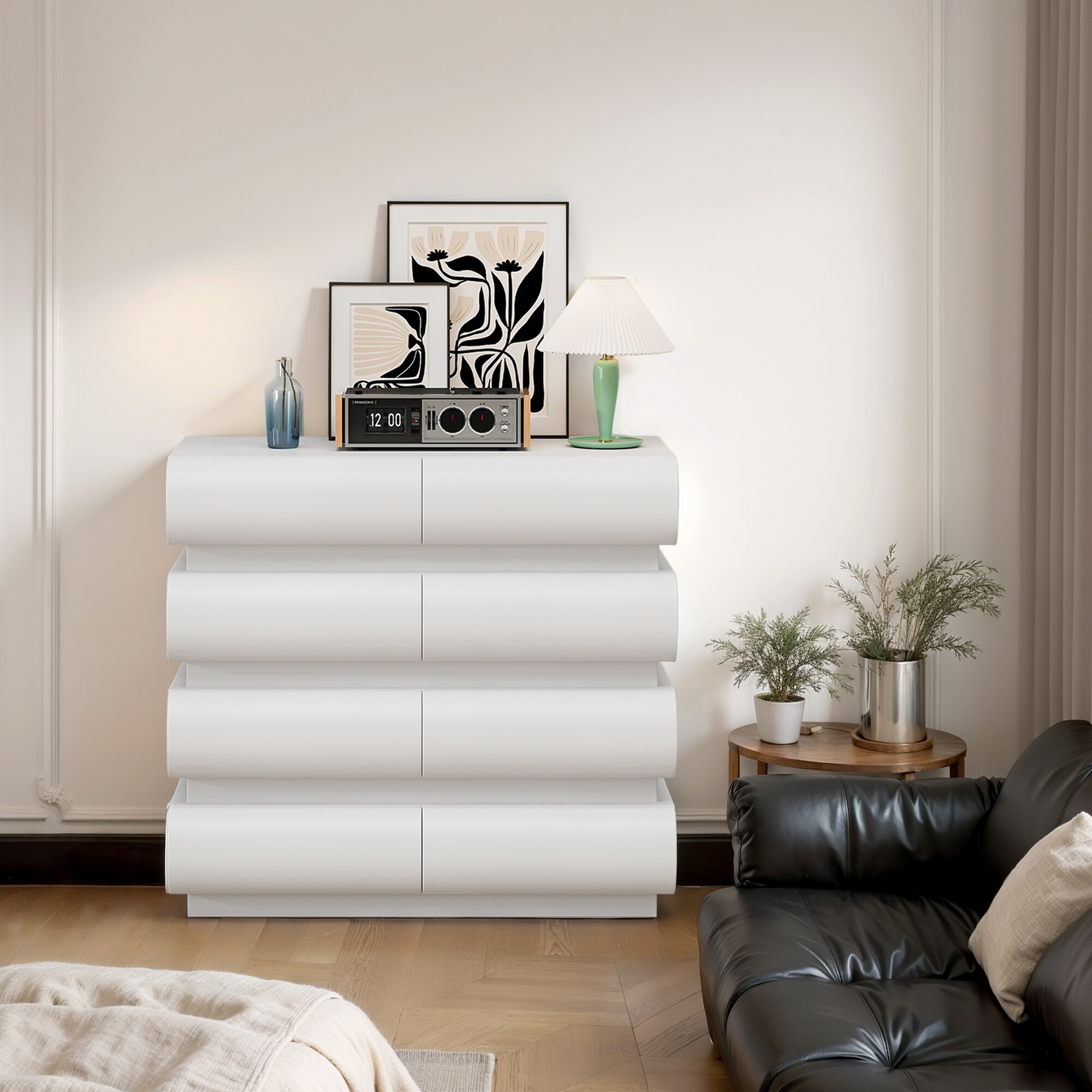 GDFStudio 8 Drawer Dresser for Bedroom White Dresser No Handle Modern 8 ...