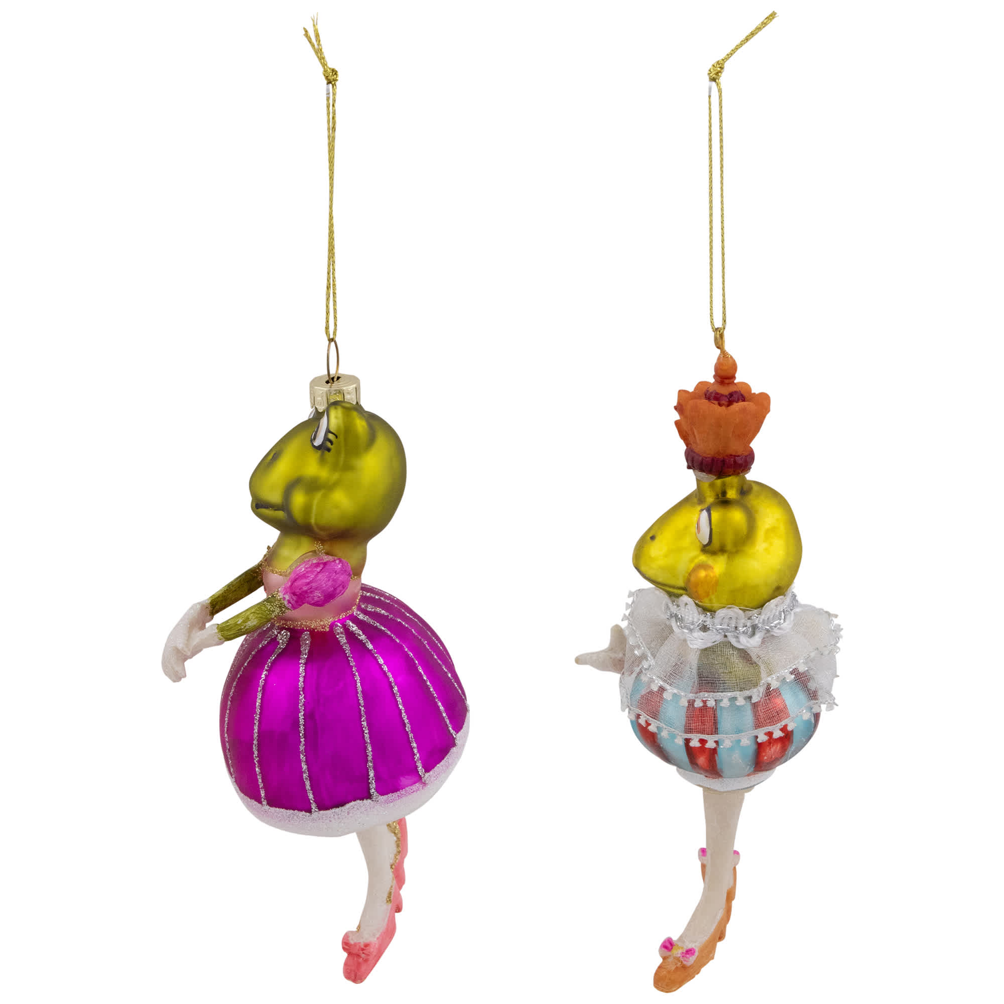 Northlight Royal Ballerina Frogs Glass Christmas Ornaments - 6 inch ...