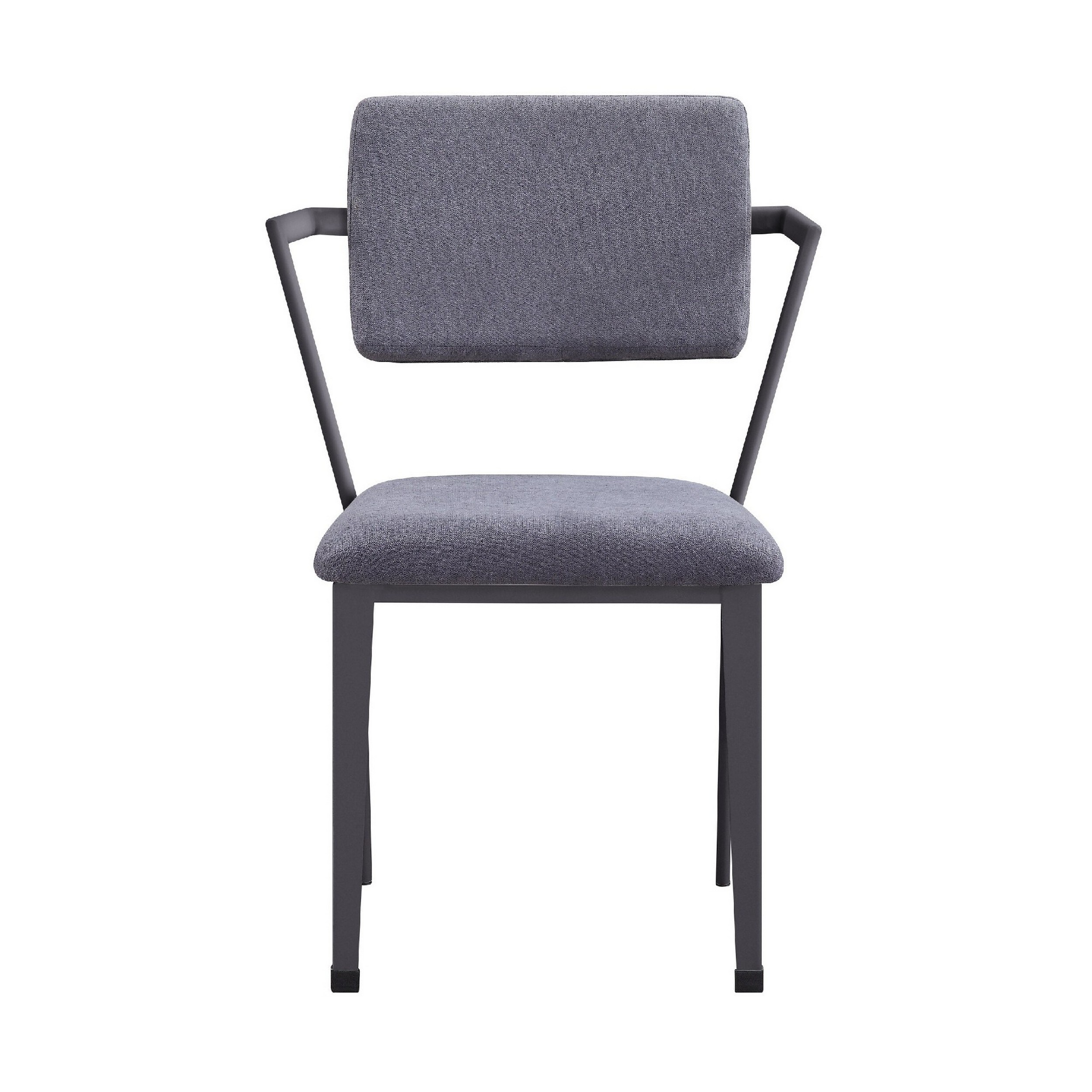 Benzara Fabric Upholstered Metal Dining Chair-Set of 2-Gray and Black ...