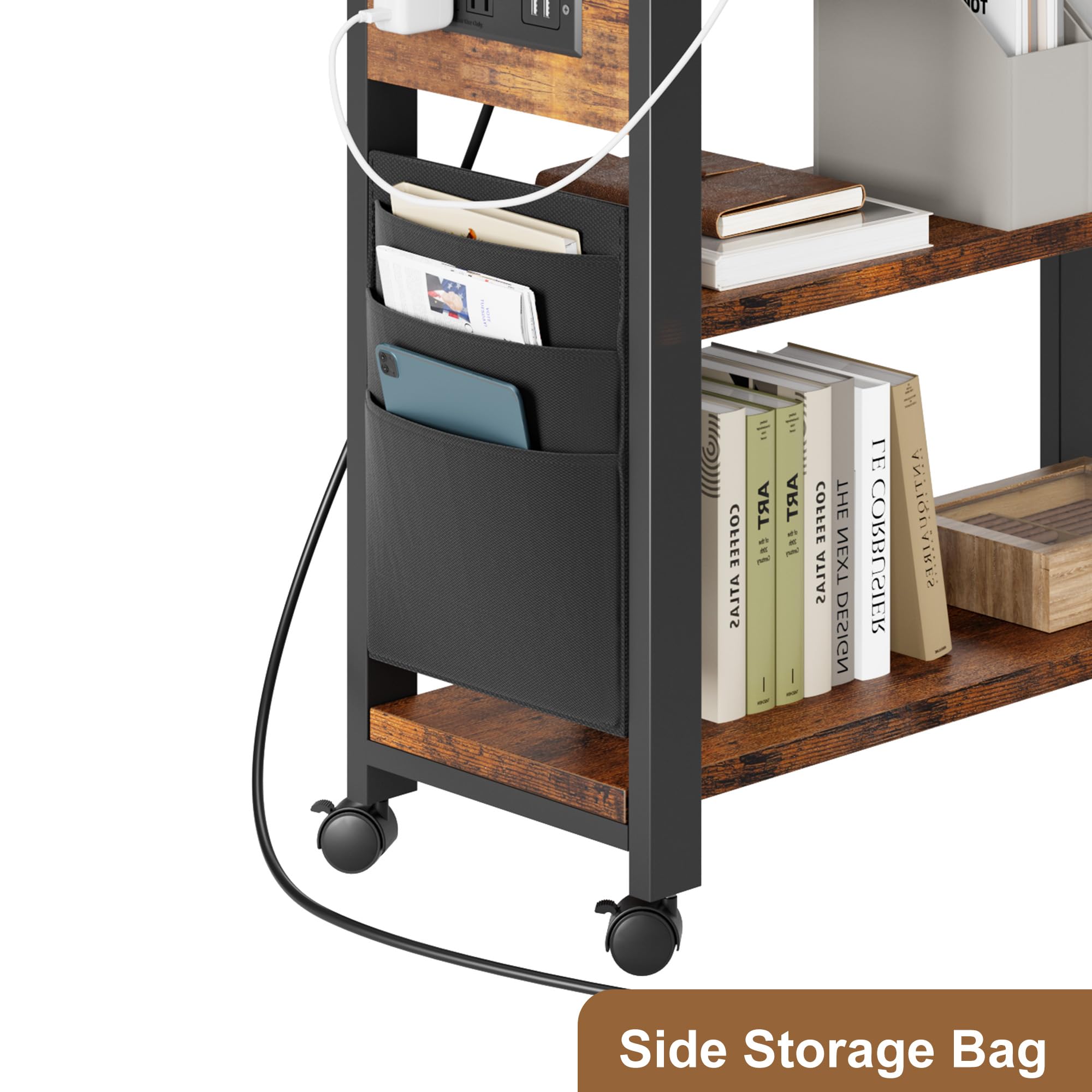 IdealHouse Rotating Swivel Side Table with Charging Station and Extra ...