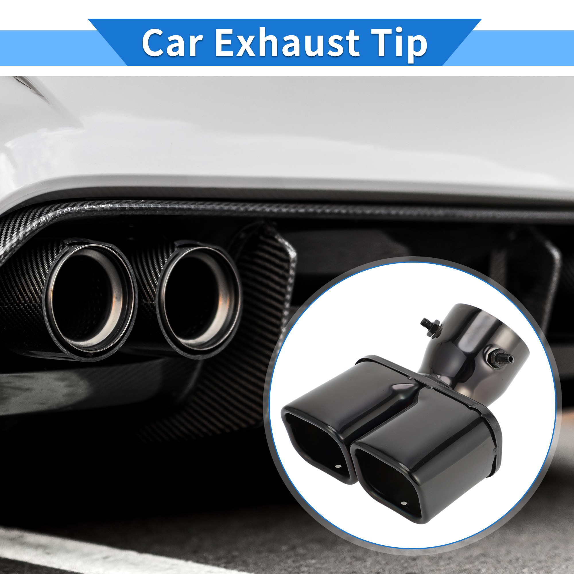 Unique Bargains 1pc Square Curved Slant Cut Dual Exhaust Tip for Toyota ...