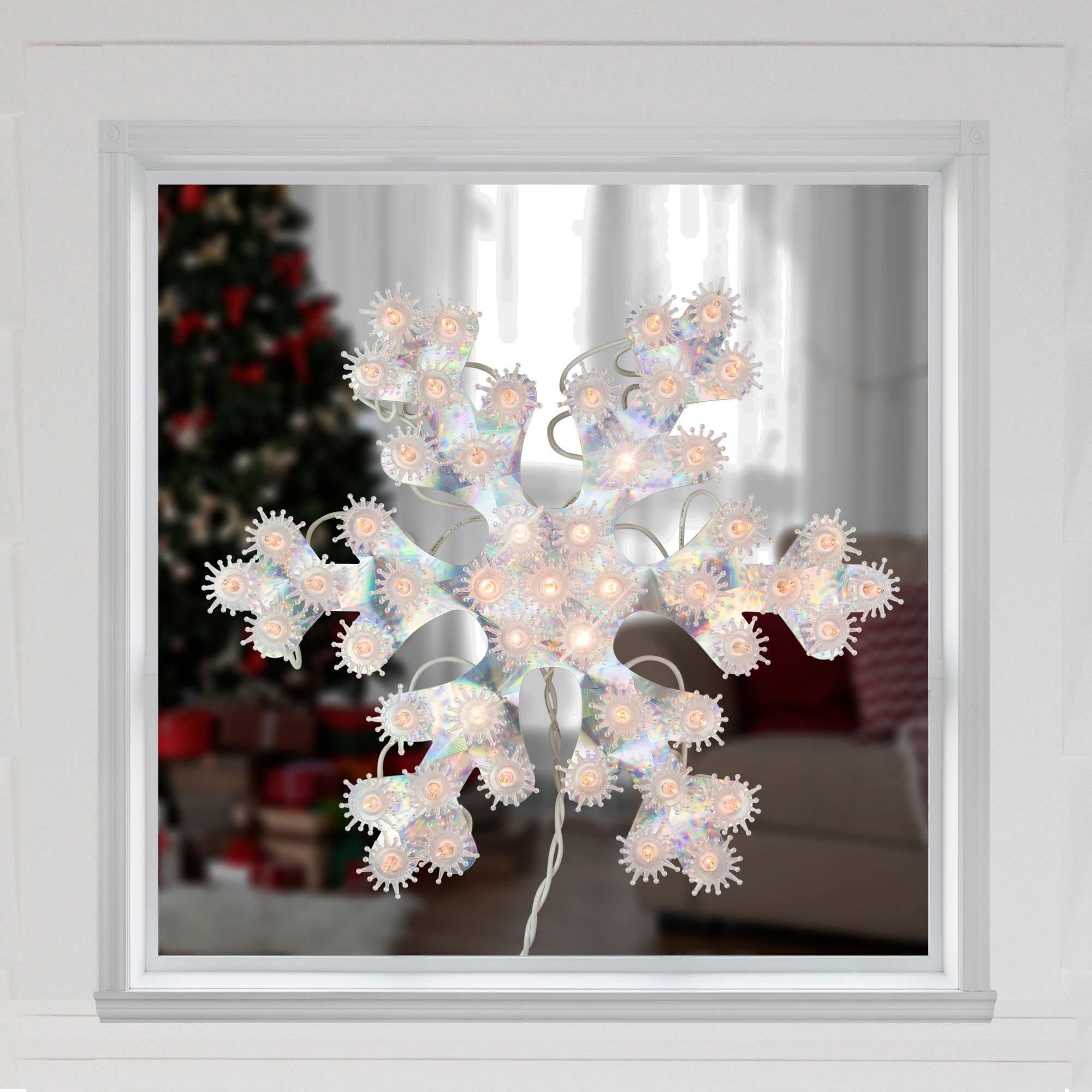 Northlight Lighted Holographic Snowflake Christmas Window Decoration ...