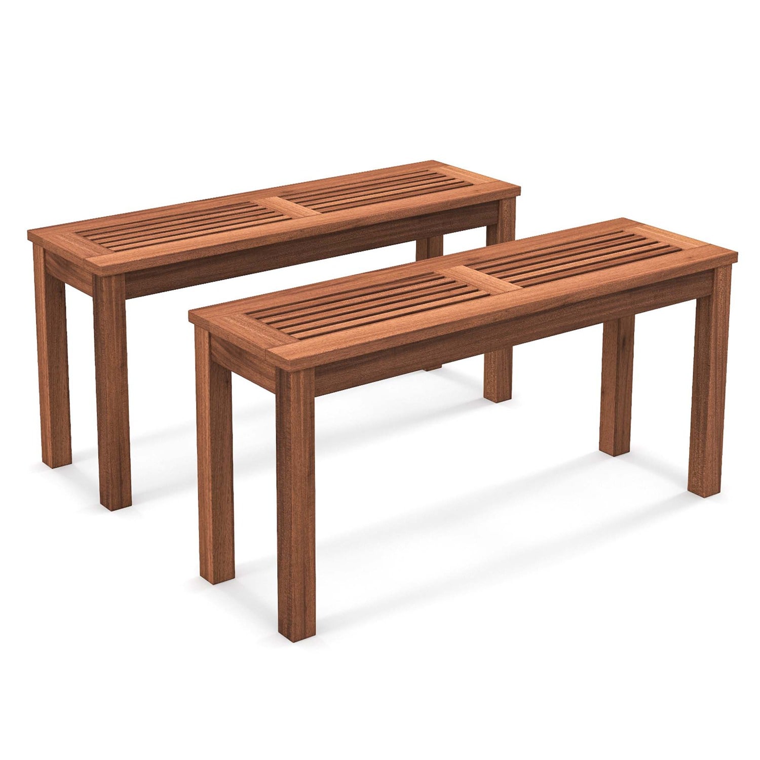 Costway 2 PCS Patio Backless Bench 2-Seater Outdoor Dining Bench Solid ...