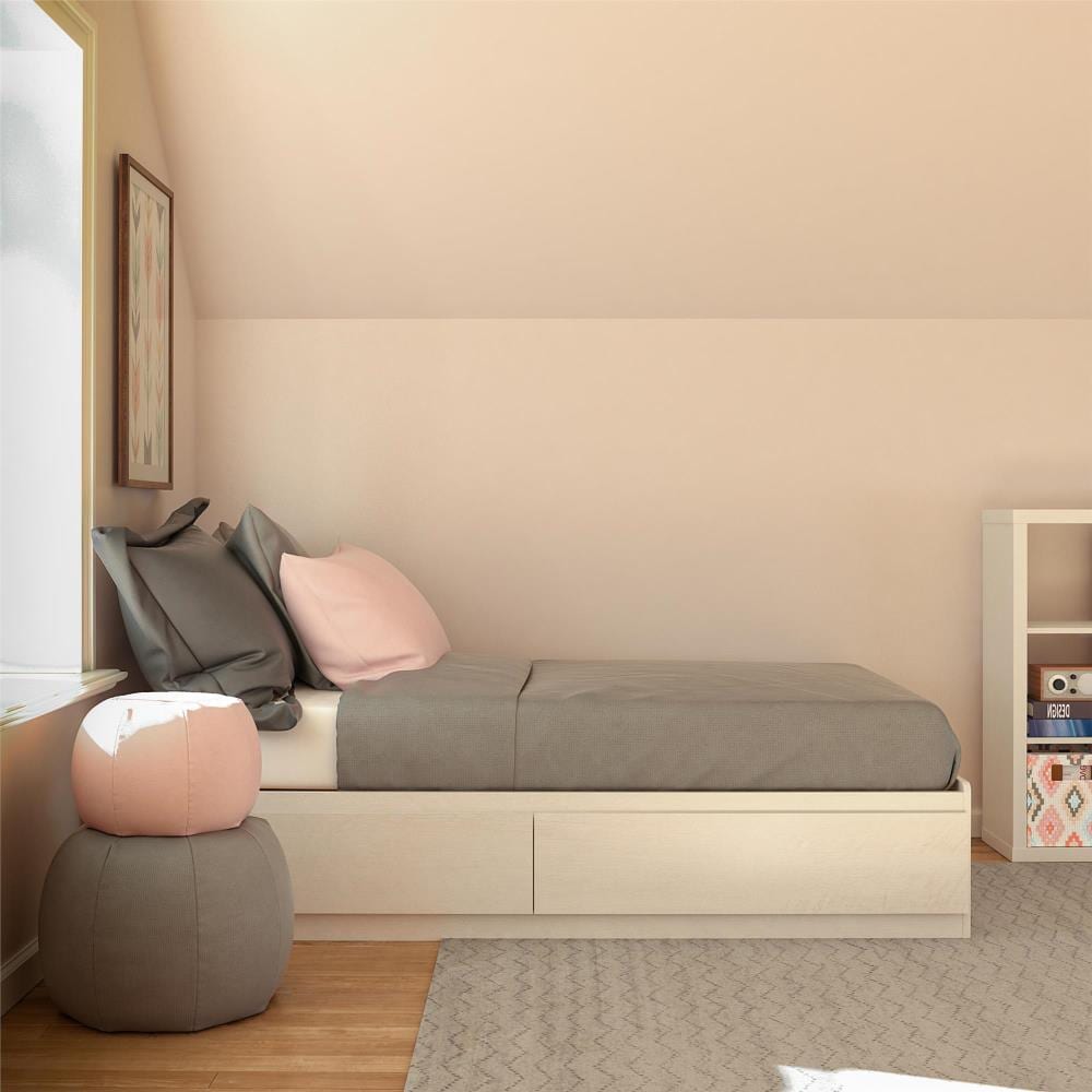 Ameriwood Home Mates Bed Ivory Oak Twin Composite Platform Bed with Storage in the Beds department at Lowes
