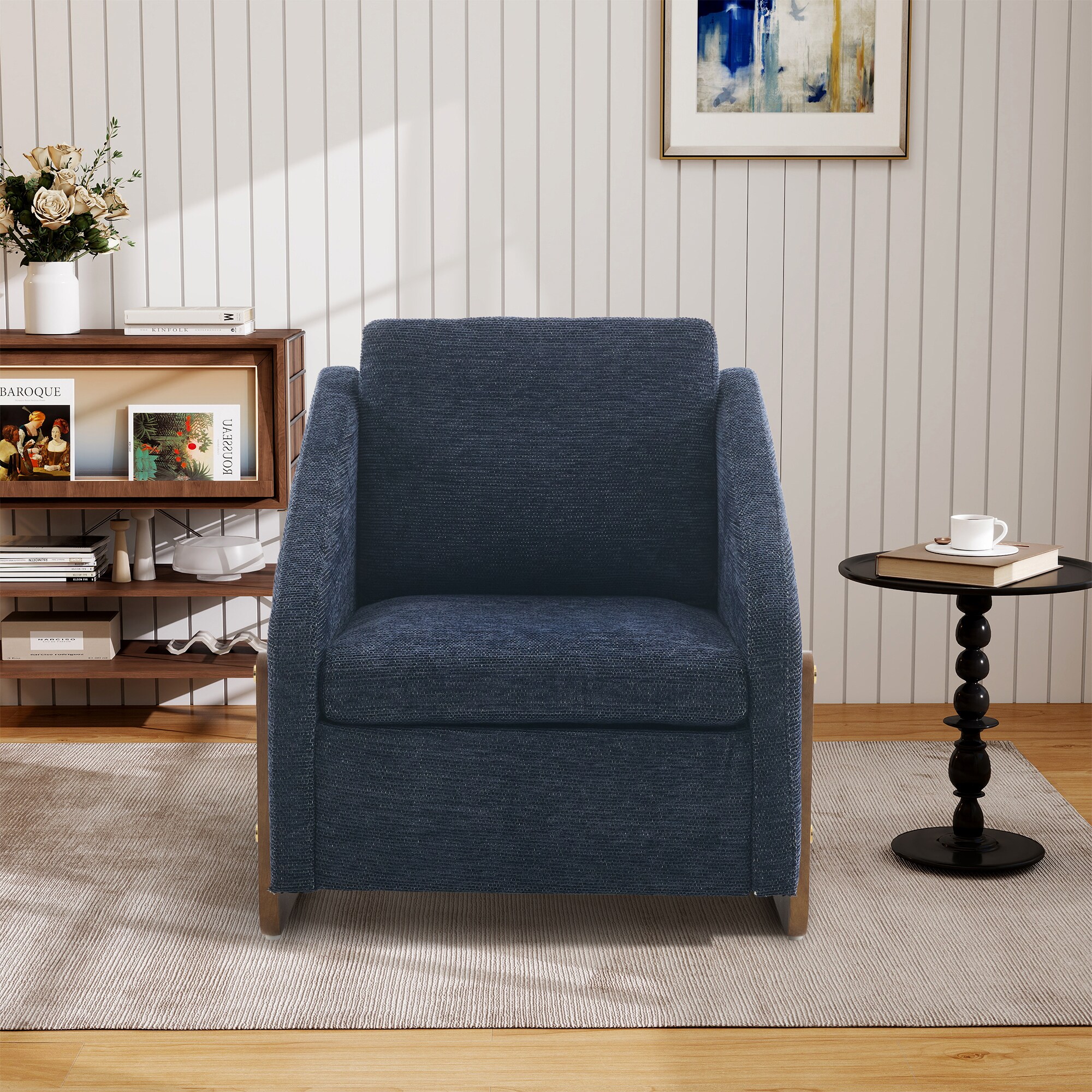 Hrinhom 28.94-in W Midcentury BLUE Chenille Accent Armchair in the ...
