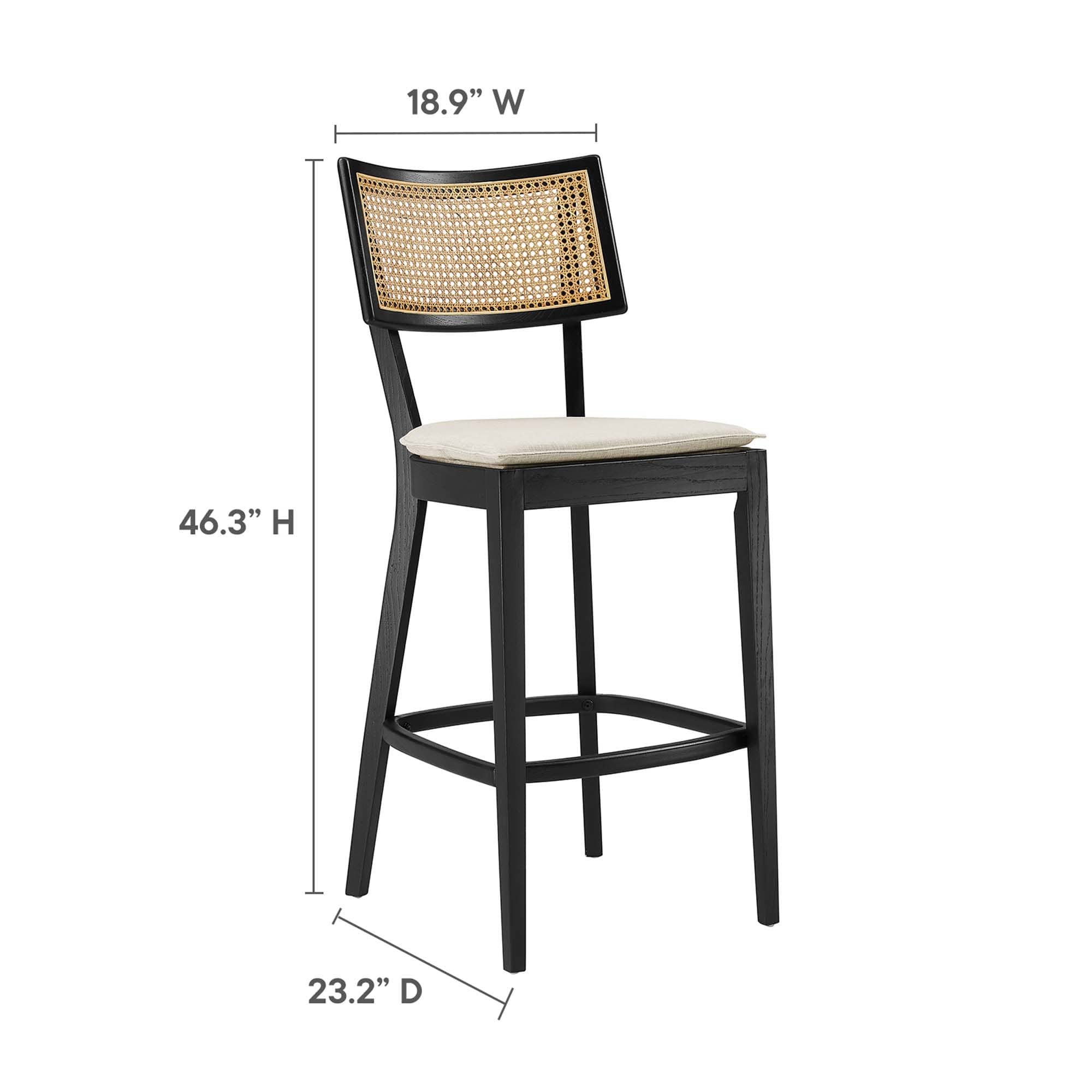 Modway Caledonia Wood Bar Stools Set of 2 in Black Beige in the Bar ...