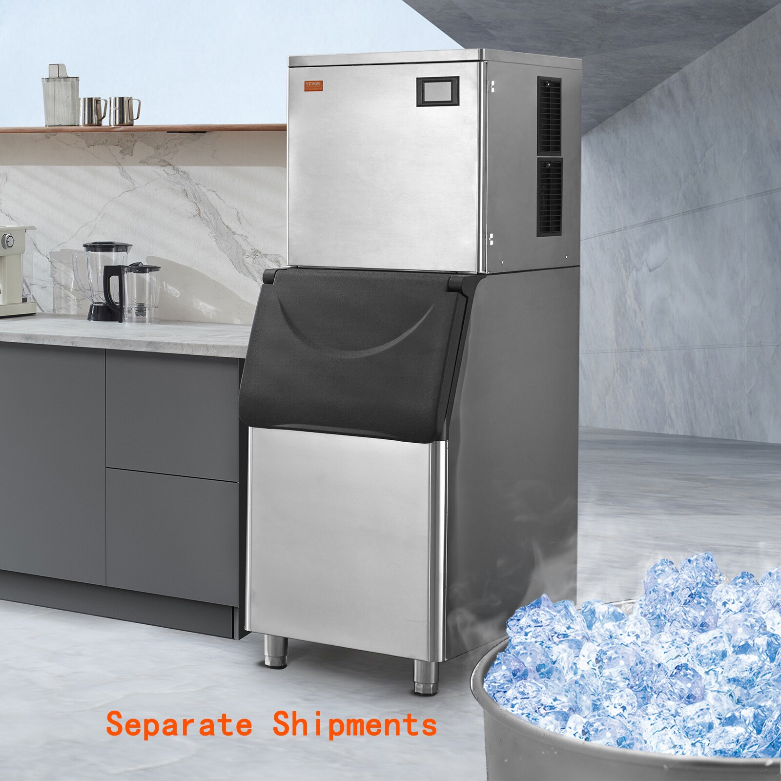 VEVOR 330 LBS Storage Ice Maker 360-lb Ice Per day Cubed Ice Maker (410 ...