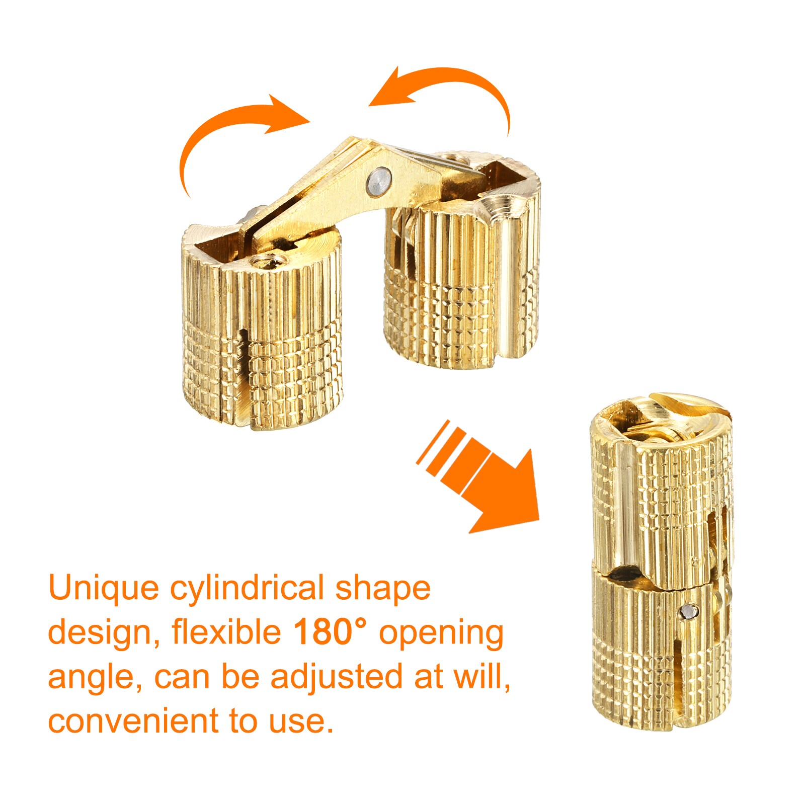 Unique Bargains 2Pcs 10mm Brass Barrel Hinges Hidden Invisible ...