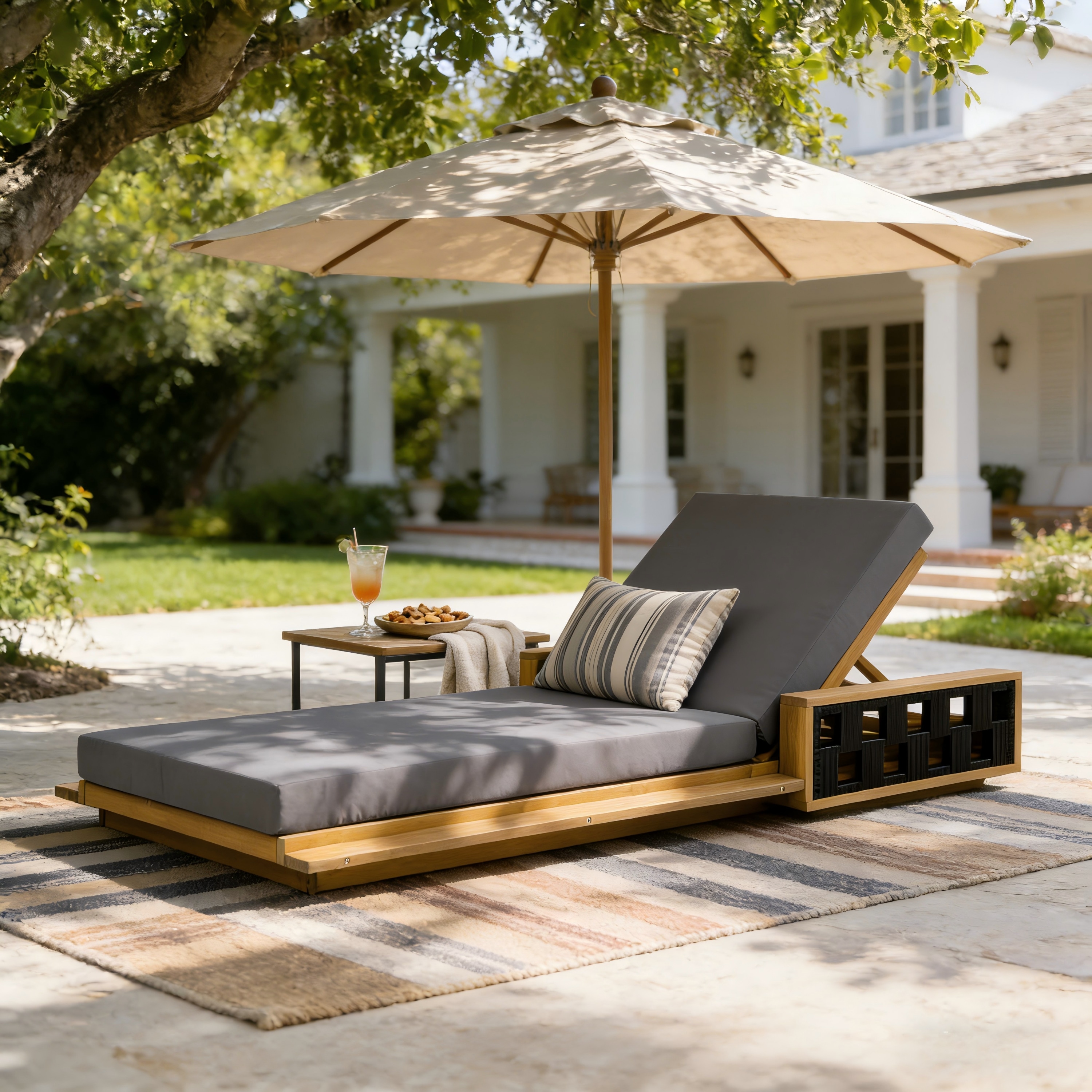 Christopher Knight Home Modern Outdoor Solid Acacia Wood Lounge Chair ...