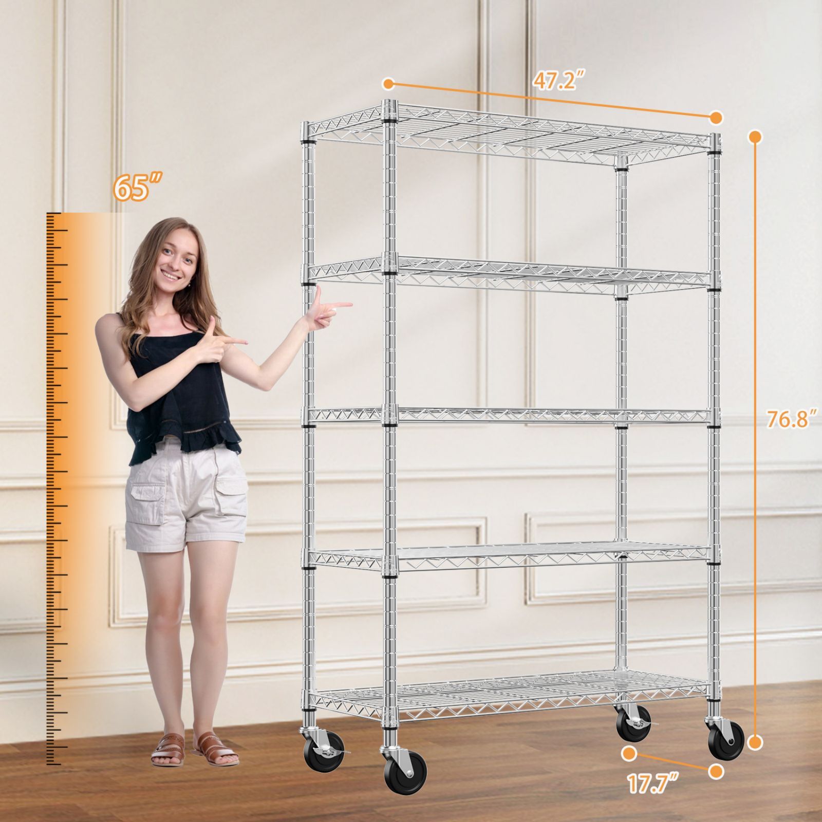 GlasFlength Utility Storage shelf 6 Tier Steel Shelving Unit Mobile ...