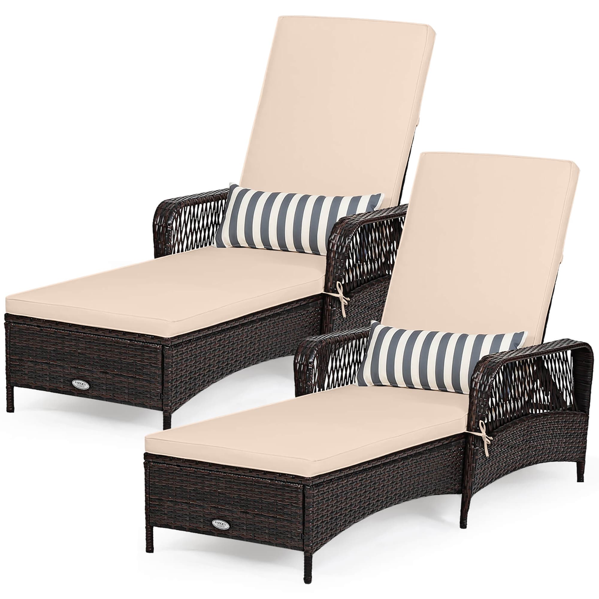 Costway Modern Beige Polyester/Polyester blend Chaise Lounge in the ...