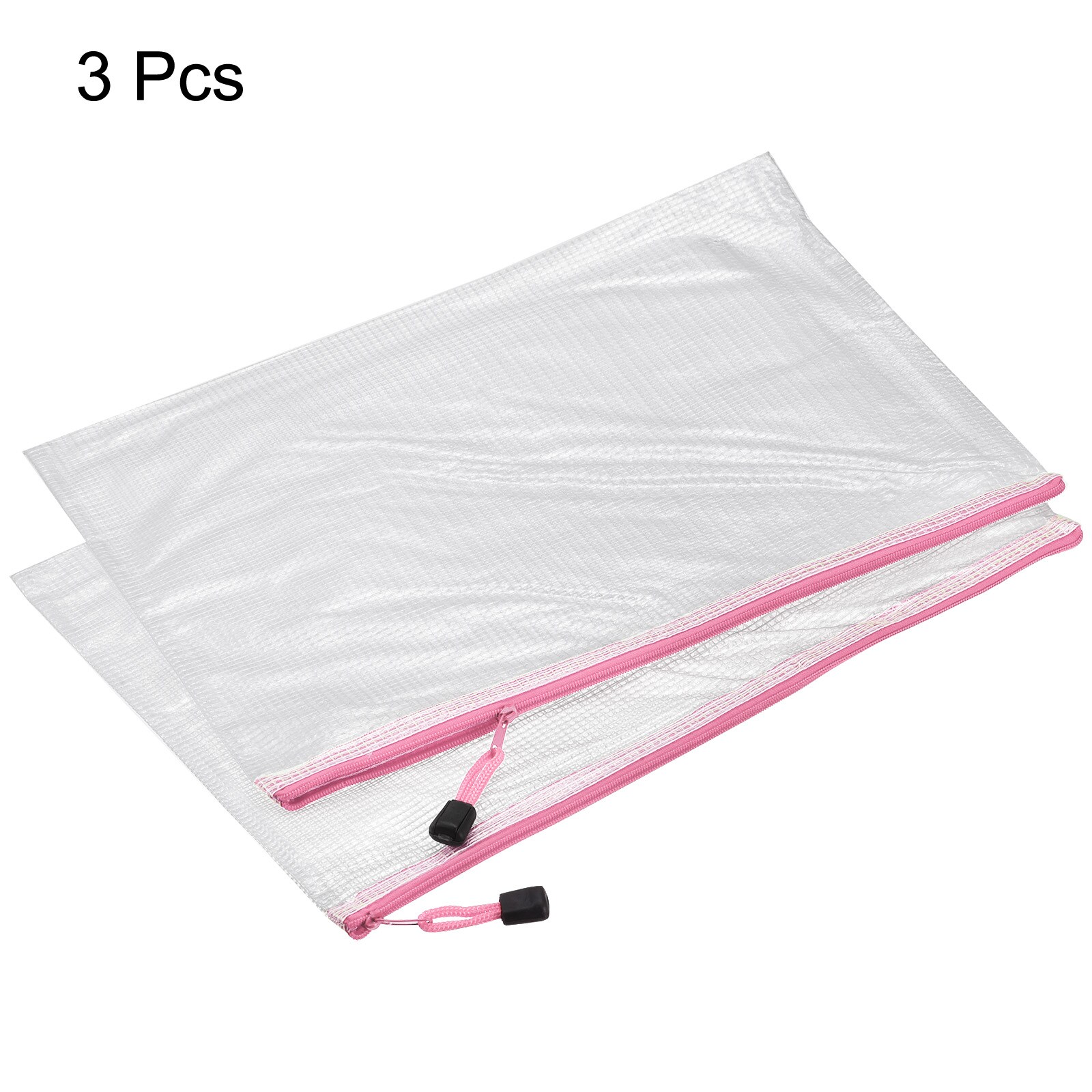 Unique Bargains Mesh Zipper Bags A3 Size Plastic Zip File Pouch ...