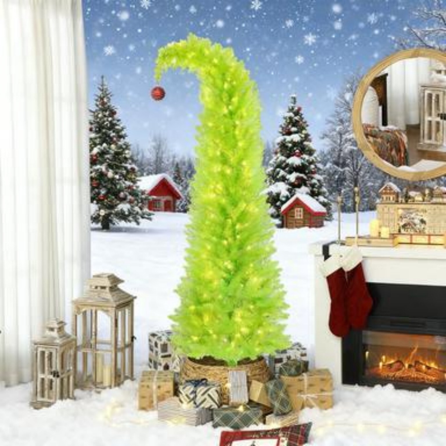 Tatayosi YXJ-72 INCH Whimsical Christmas Tree Pencil Xmas Tree with Red ...