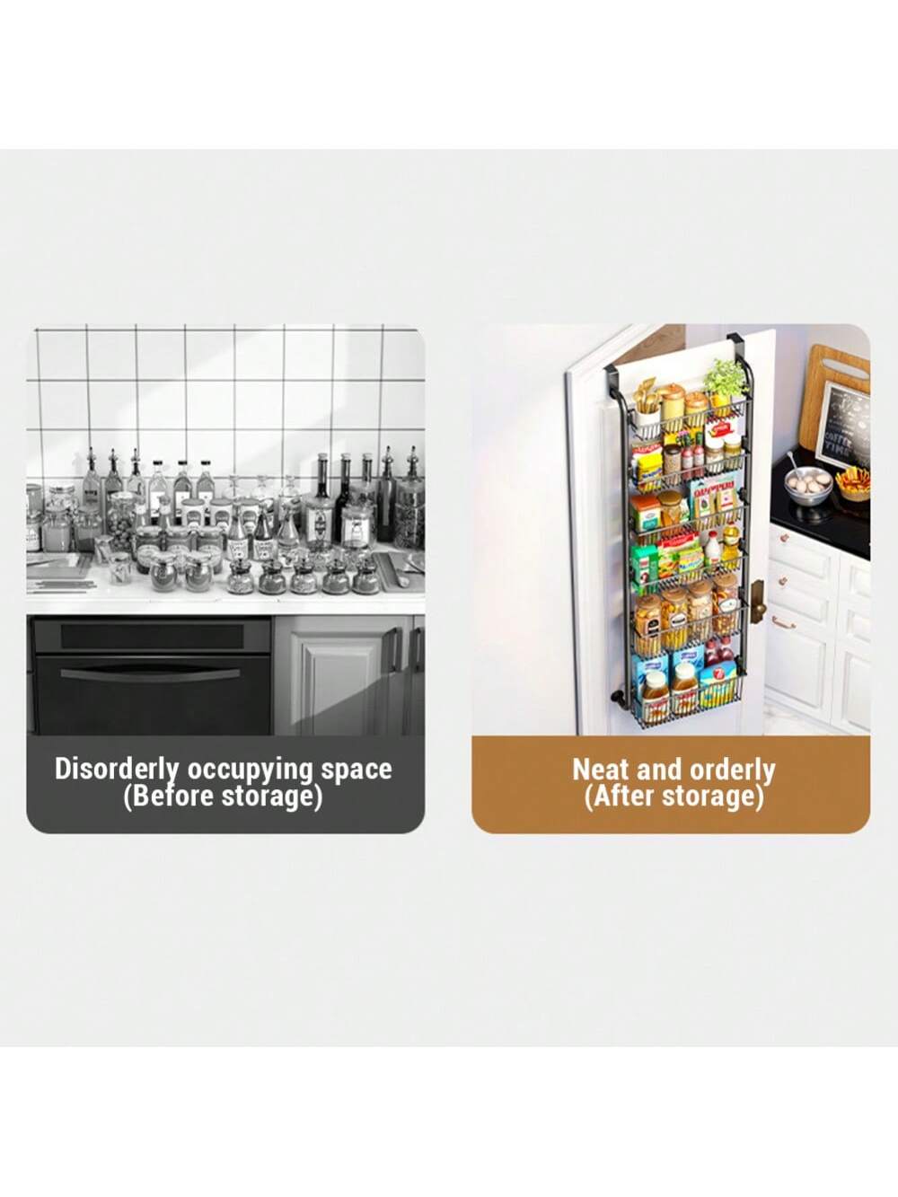Qeetex Over The Door Pantry Organizer and Storage.Metal Behind Door ...