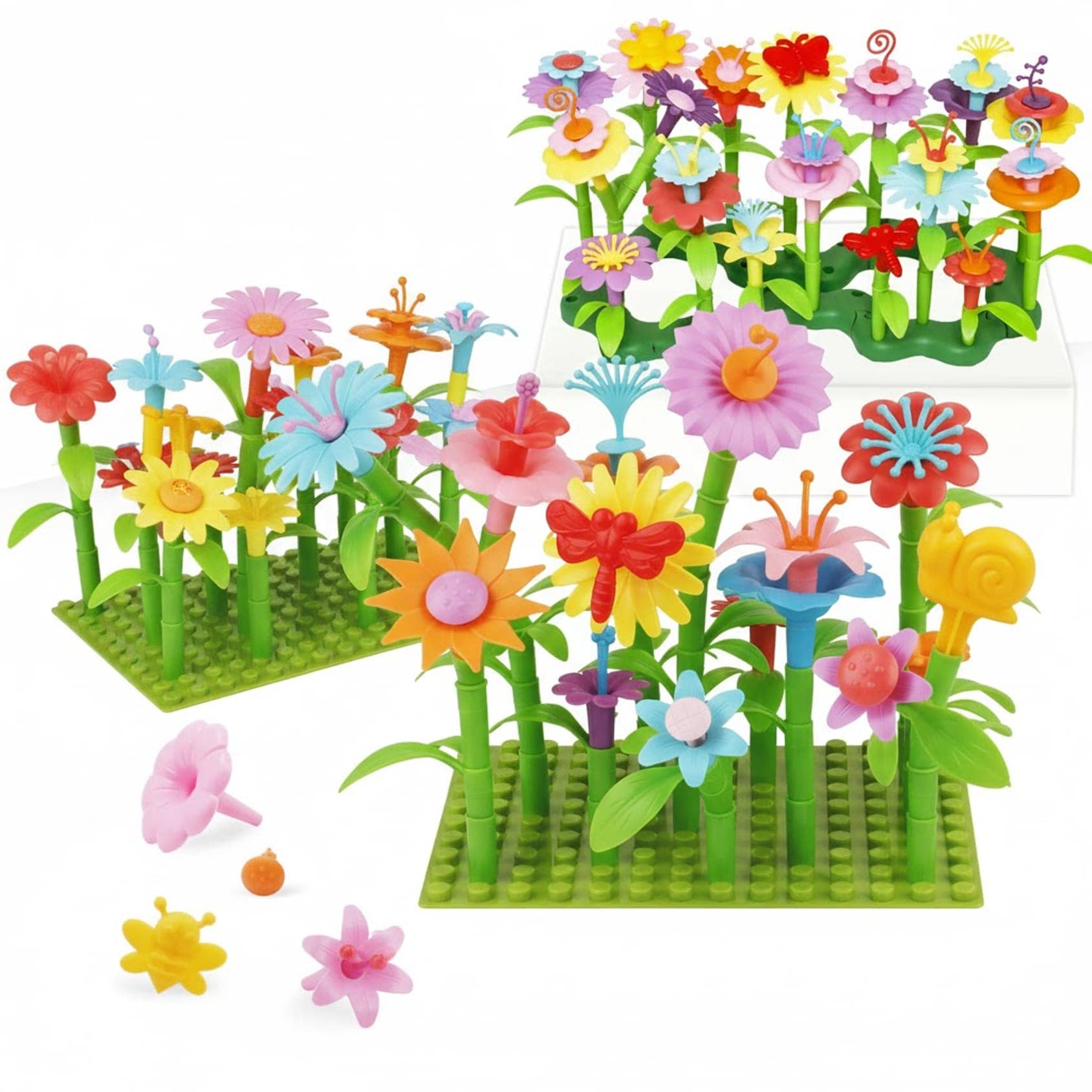 Etokfoks 153 Piece Flower Garden Building Toy Set for Kids Ages 3 to 6 ...
