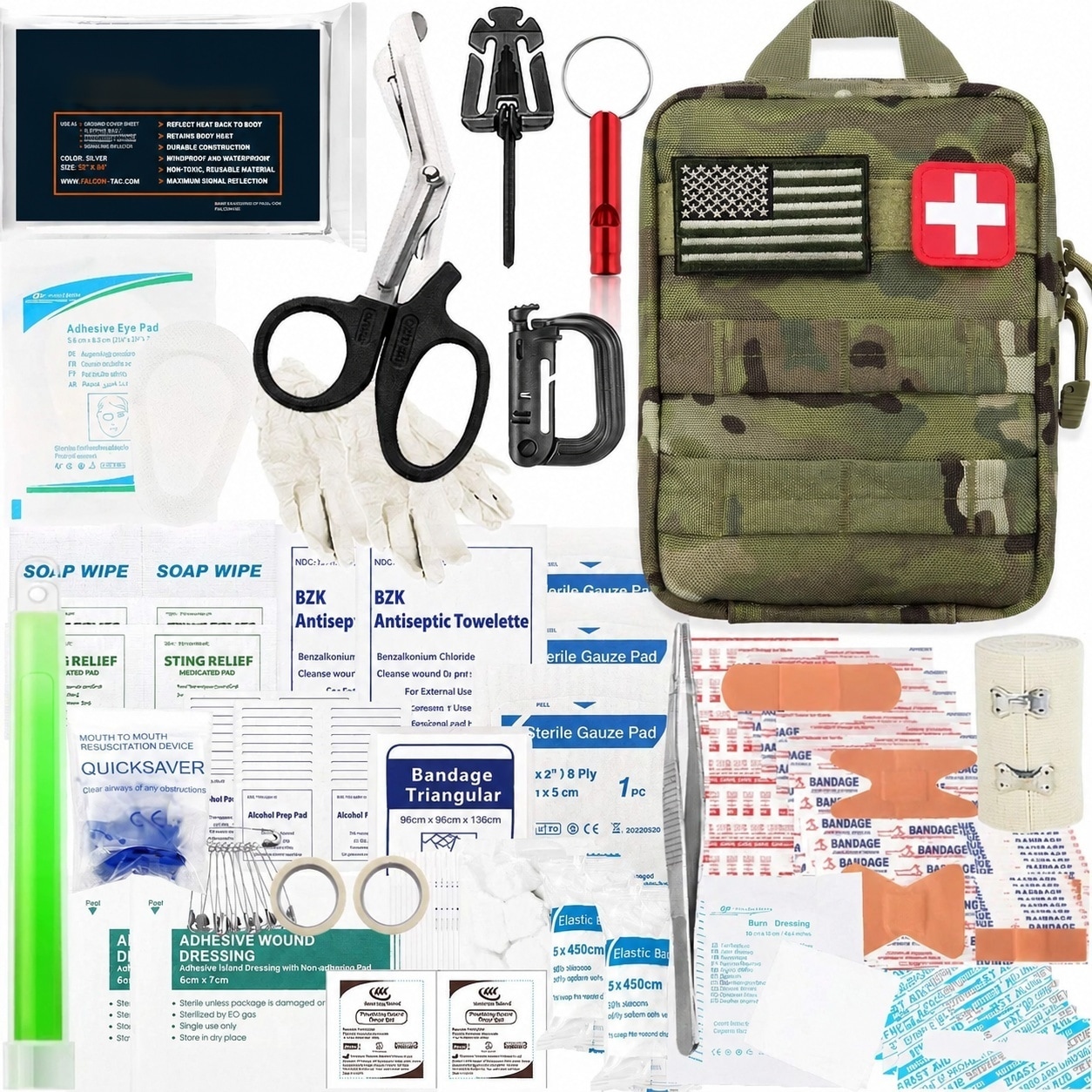 Anqtovp 200 Piece First Aid Kit with Molle System Compatible Pouch for ...