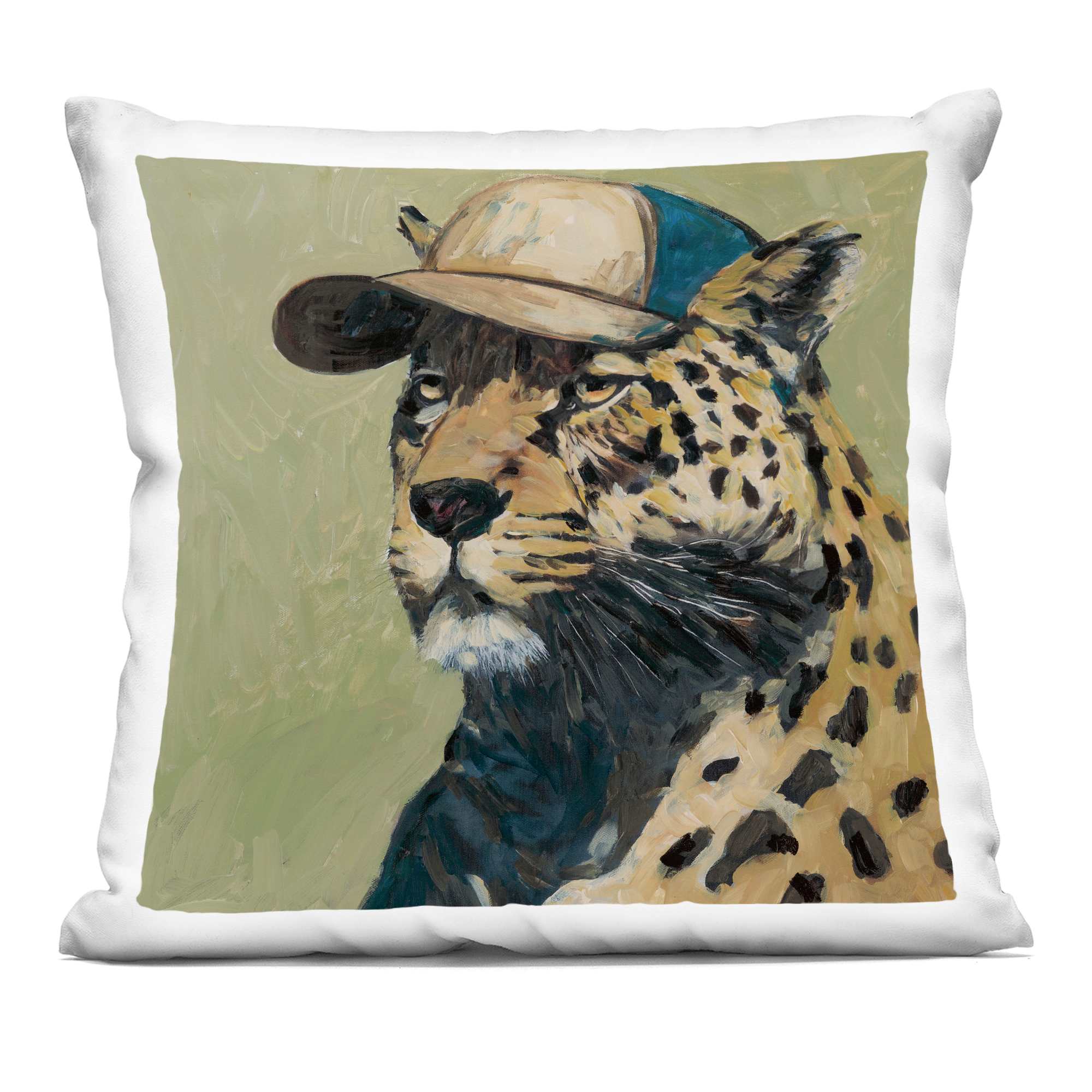 Stupell Industries Leopard in Baseball Cap Decorative Printed Throw ...