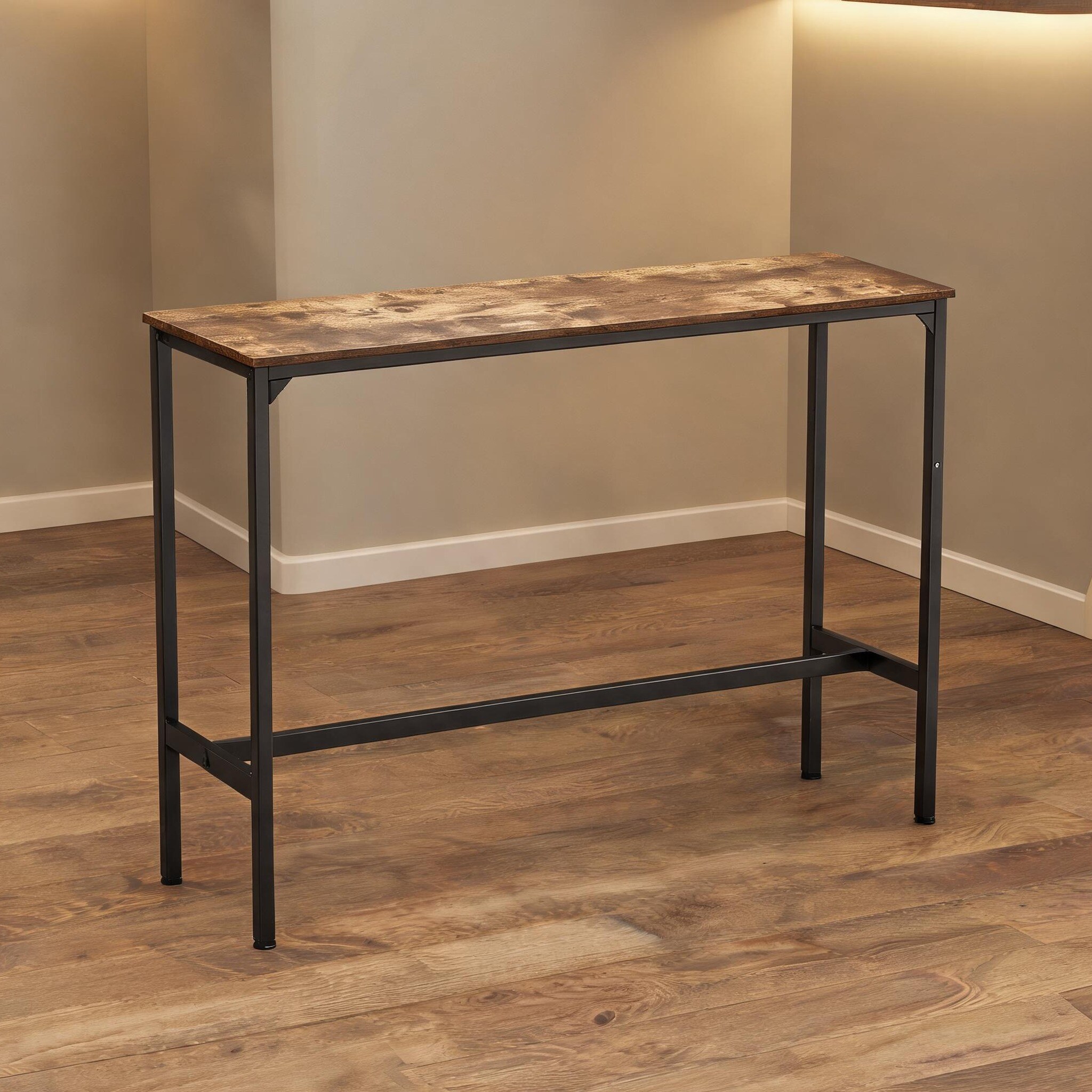 Watnature Bar Table for Kitchen Dining Black-Toned Metal Frame with ...