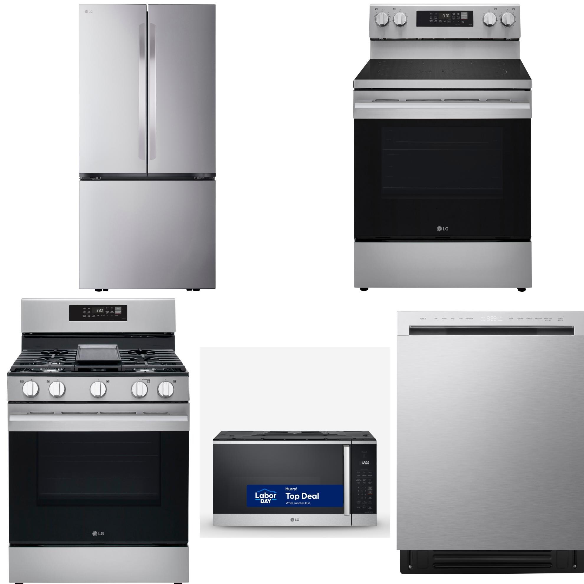 LG 30-in 5 burners 6.3-cu ft Air Fry Convection Oven Freestanding ...