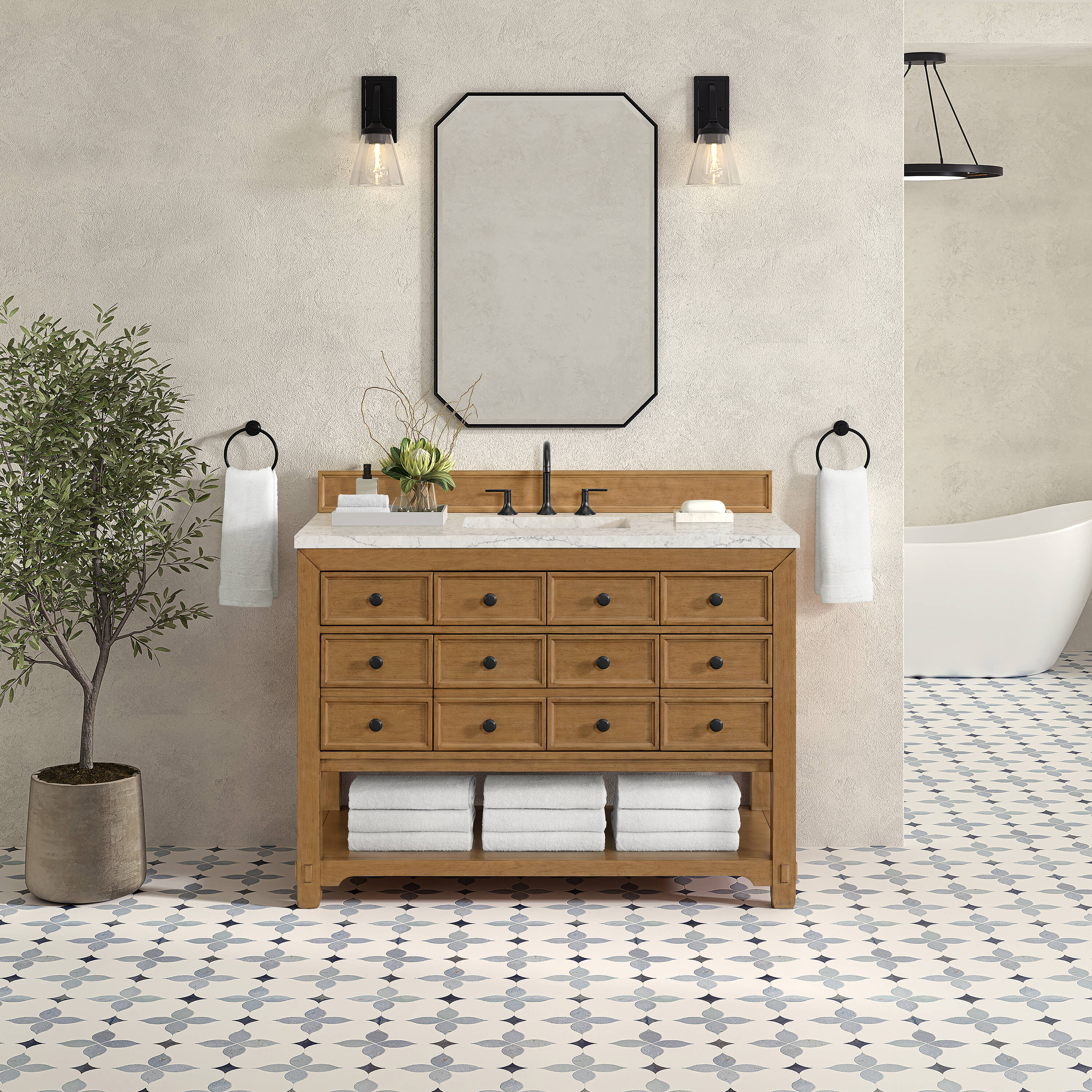 James Martin Vanities Malibu 48-in Amber Birch Undermount Single Sink ...