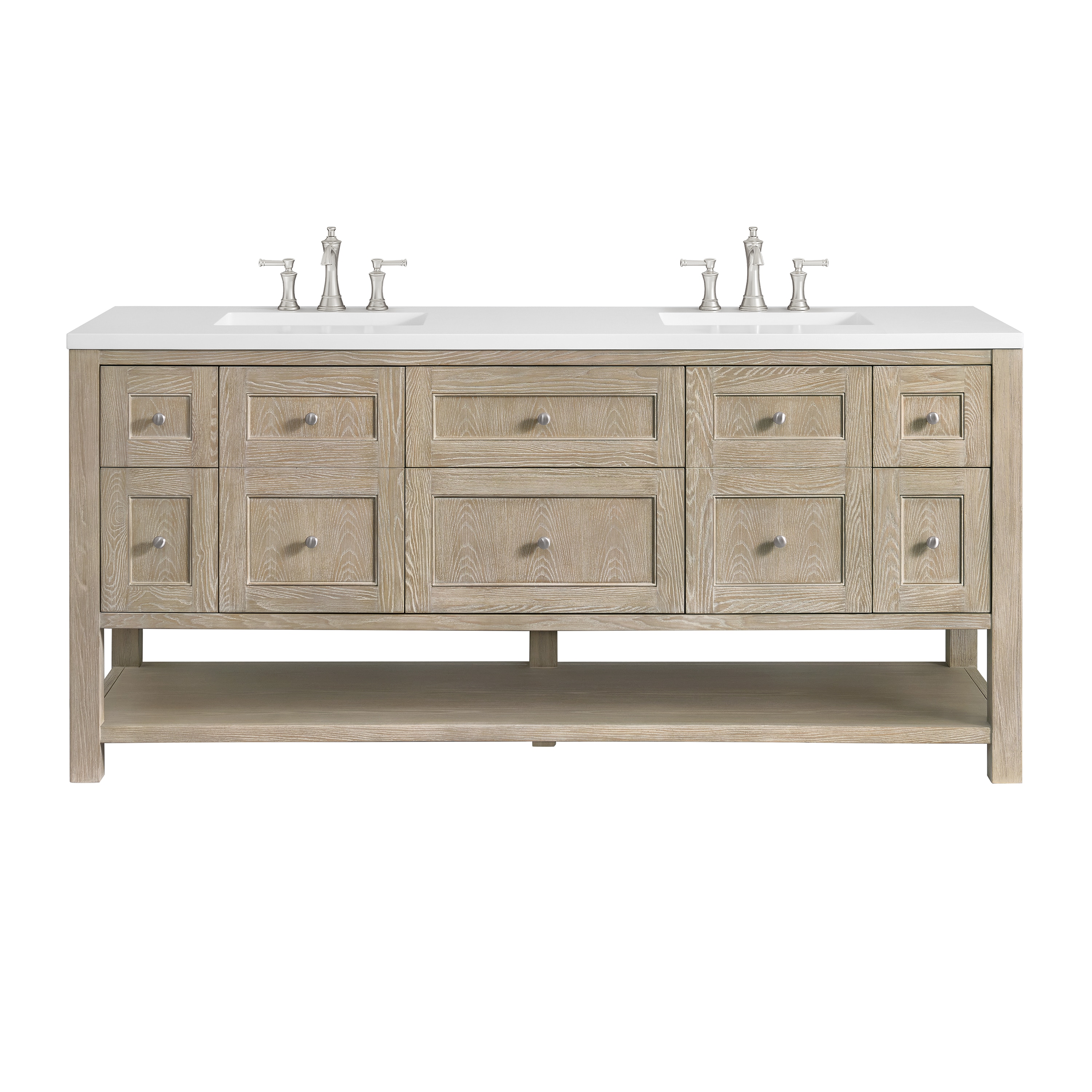 James Martin Vanities Breckenridge 72-in Whitewashed Oak Undermount ...