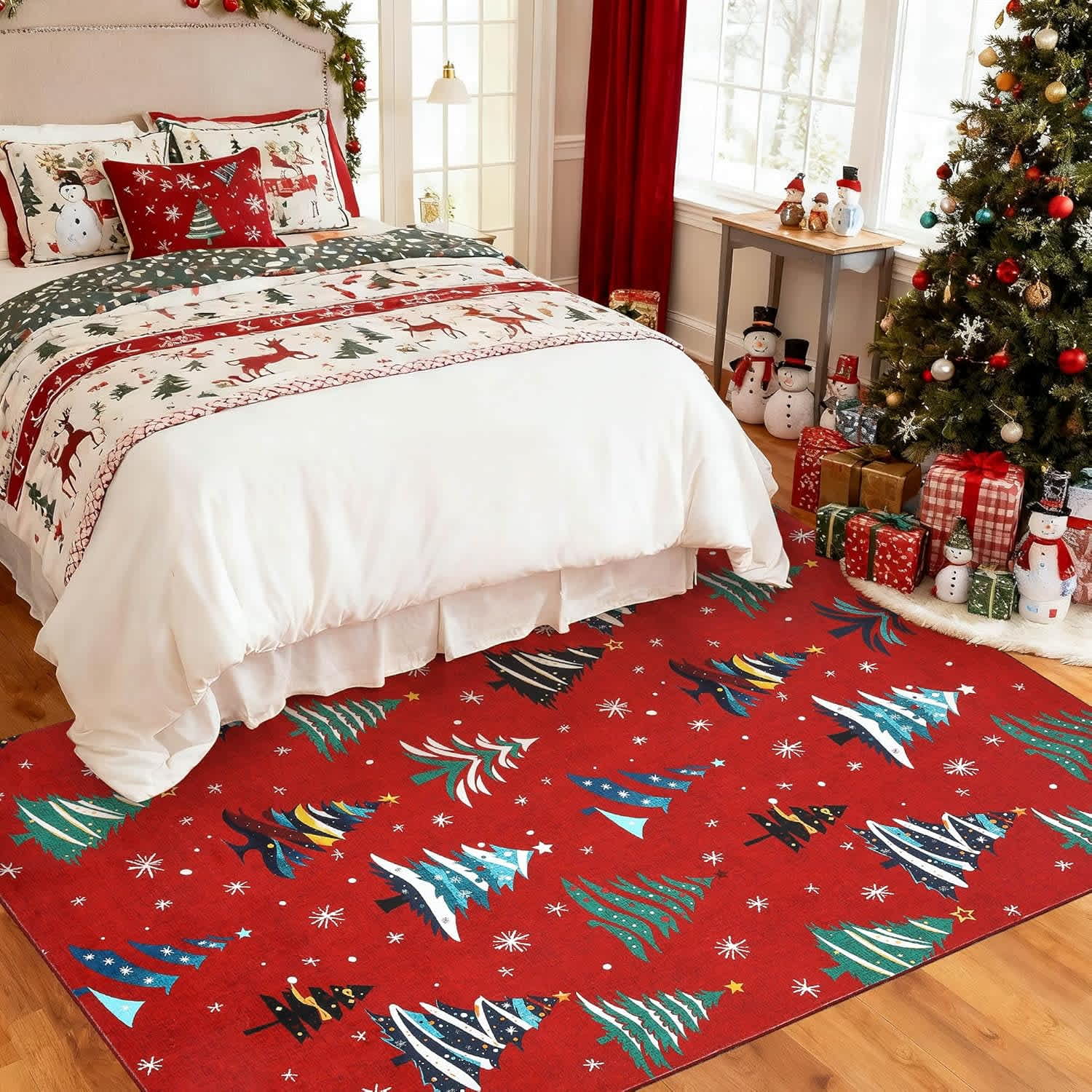 Garvee Red 9x12 Christmas Rugs for Living Room Indoor Non Slip Carpet ...