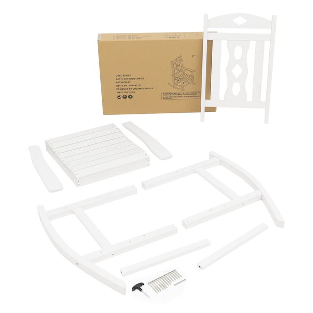 Lue Bona 2 White Hdpe Frame Rocking Chair With Solid Seat 2lb23pc0011