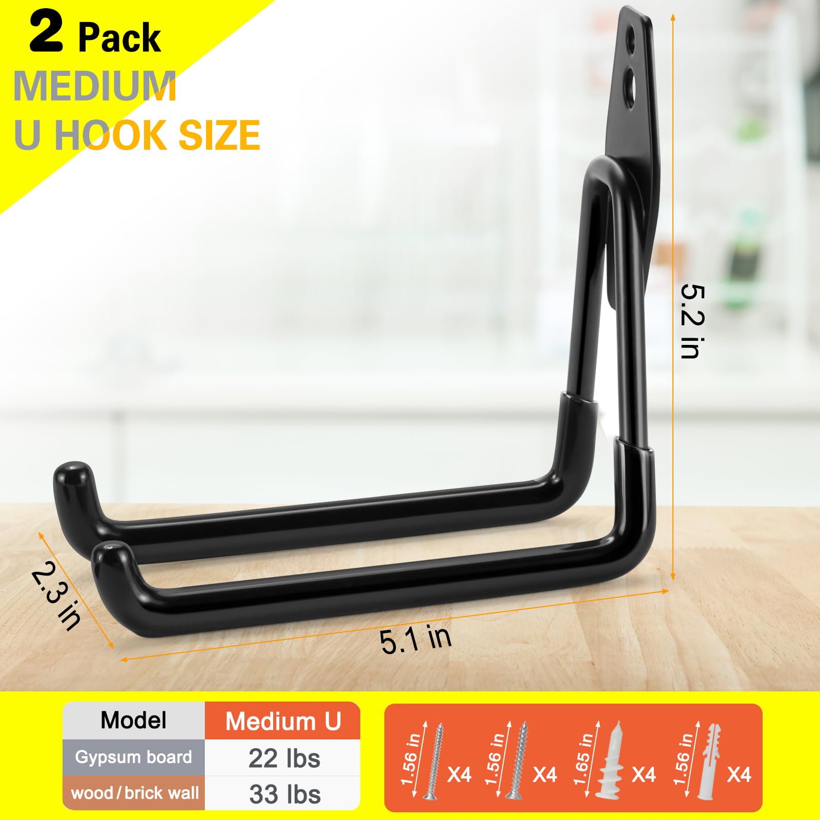 Etokfoks 2 Pack Heavy Duty Garage Hooks Wall Mount Storage Organizer ...
