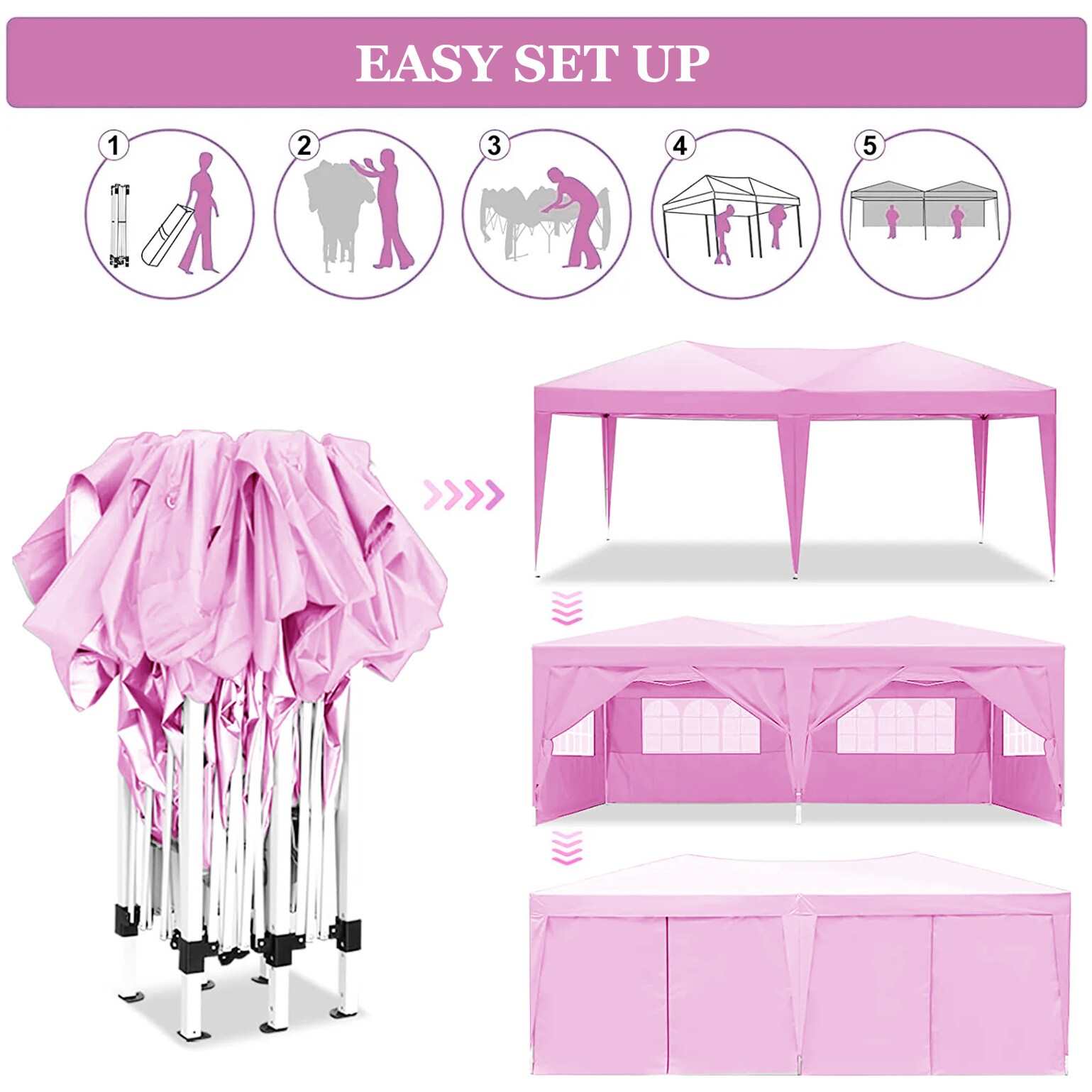 Wooakway 10x20 EZ Pop Up Canopy Outdoor Portable Party Folding Tent ...