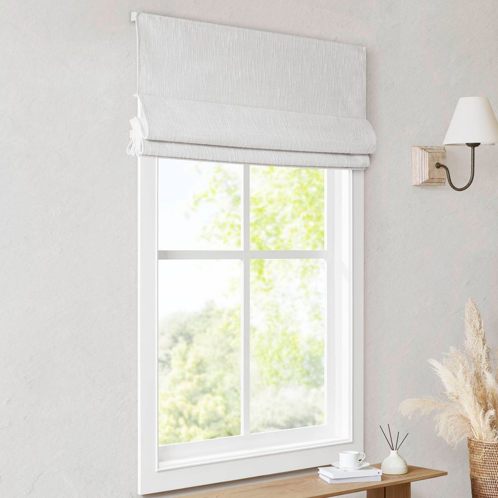 Blisstyle S 27x64 Inch Total Blackout Cordless Roman Shade White Linen ...