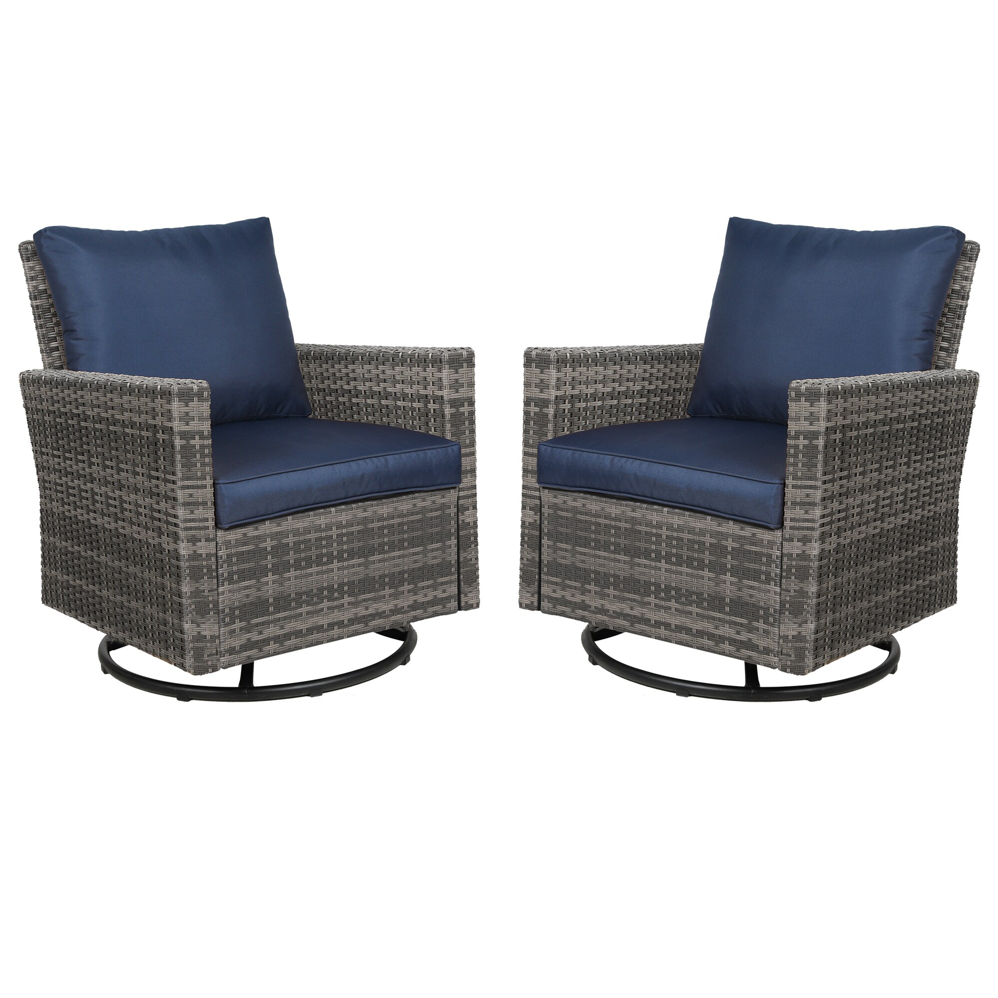Patio Watcher Rocking Chair Set of 2 Wicker Gray Stainless Steel Frame ...