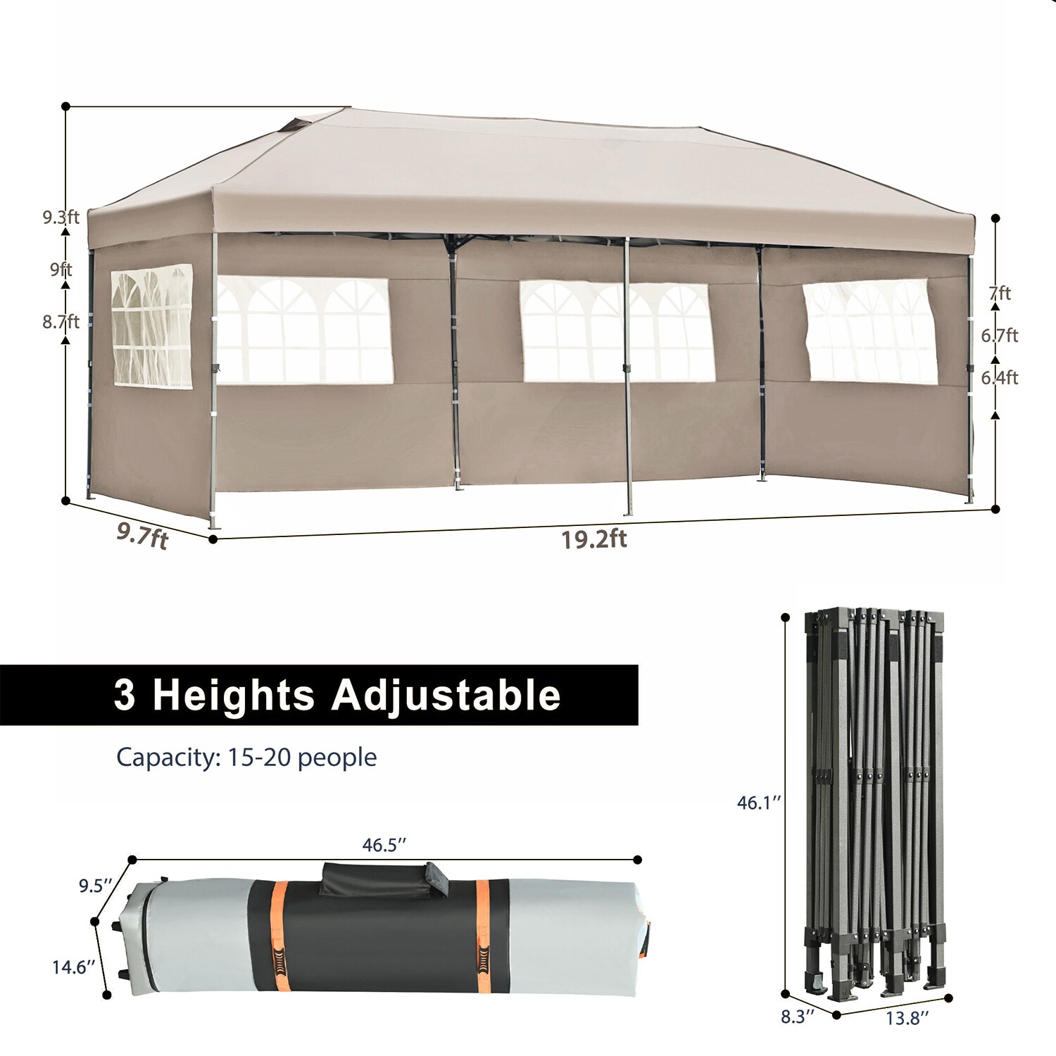 Topcraft 20-ft x 10-ft Rectangle White Pop-up canopy in the Canopies ...