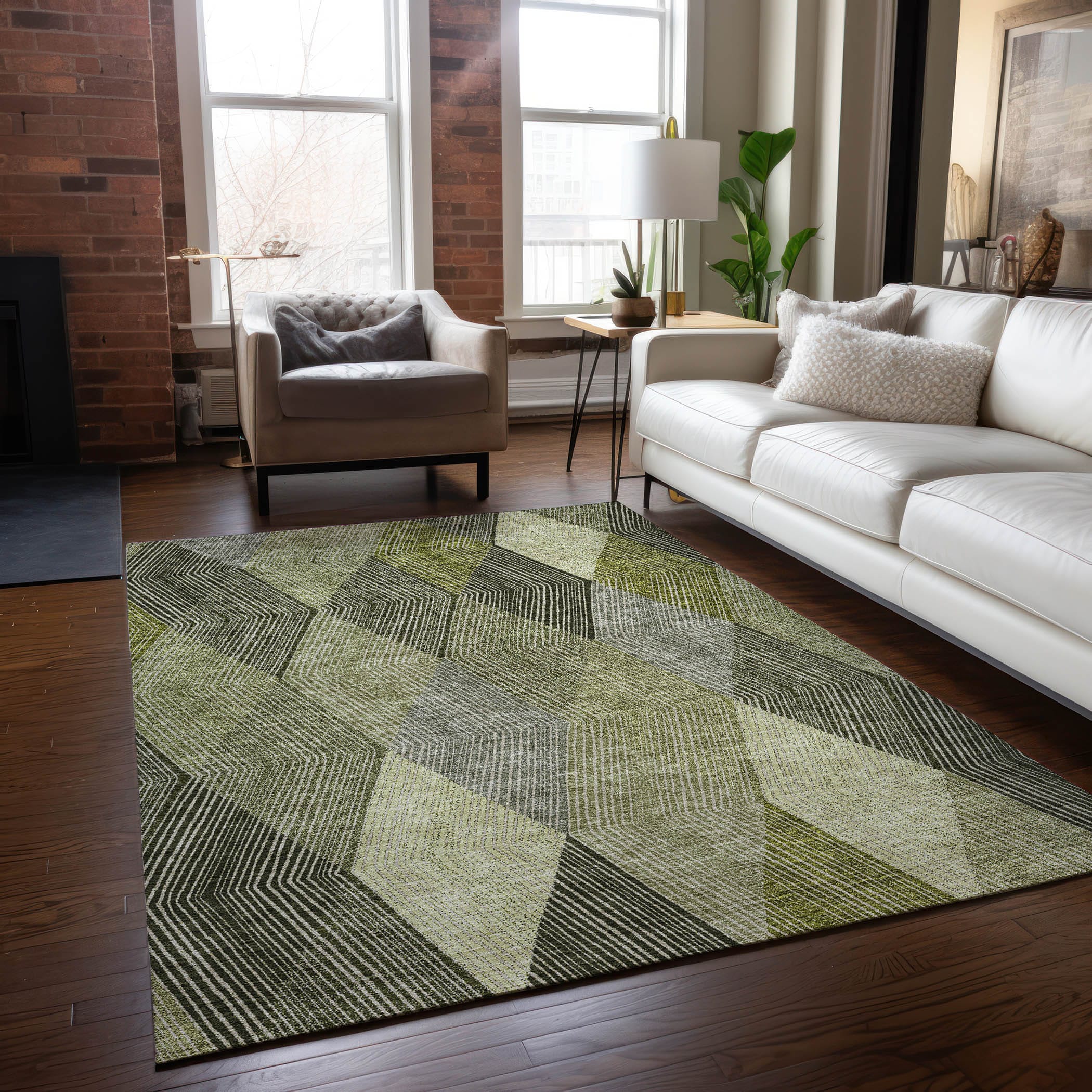 Addison Rugs Chantille ACN962OL 9 x 12 (ft) Loomed Olive Rectangular ...