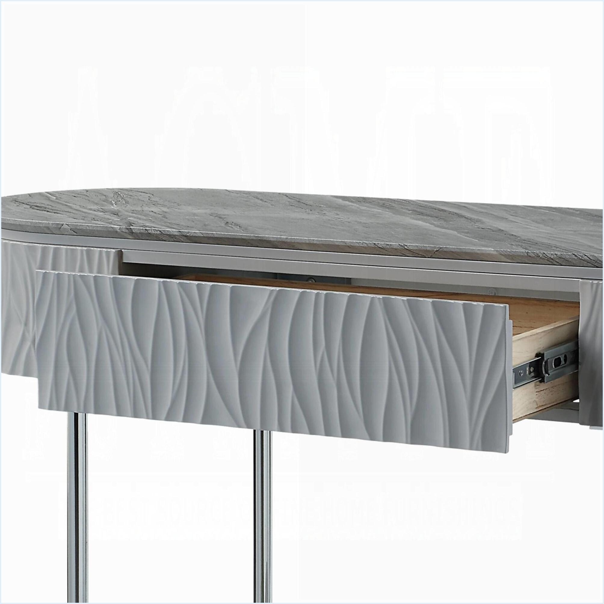 Watnature Modern High Gloss Grey Coffee Table with Chrome Metal Legs ...