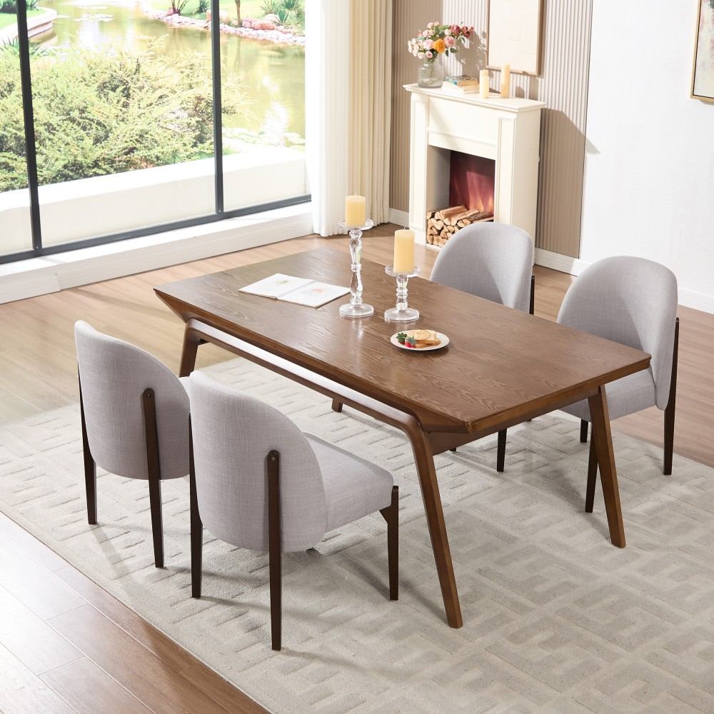 Coolbibila Set of 2 Mid Century Modern Gray Fabric Upholstered Dining ...