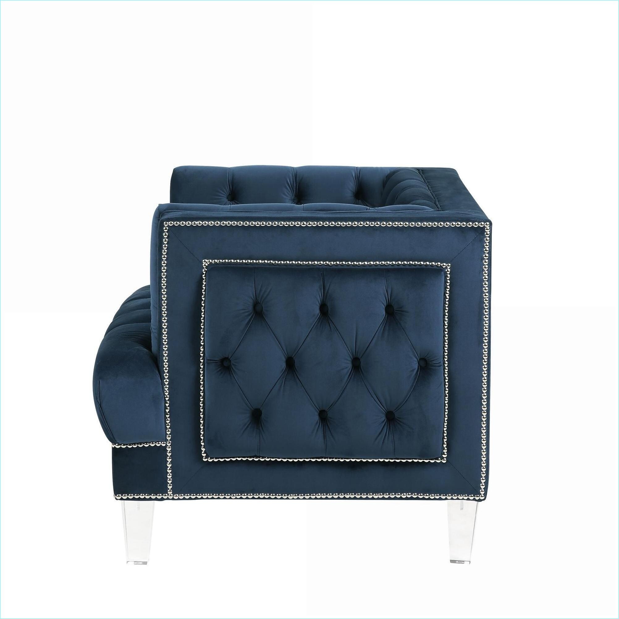 Watnature Ansario Royal Blue Velvet Upholstered Accent Chair ...